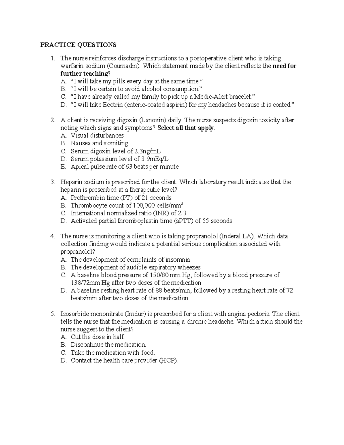 486147321 Saunders medication Practice Questions Answers 3 - PRACTICE ...