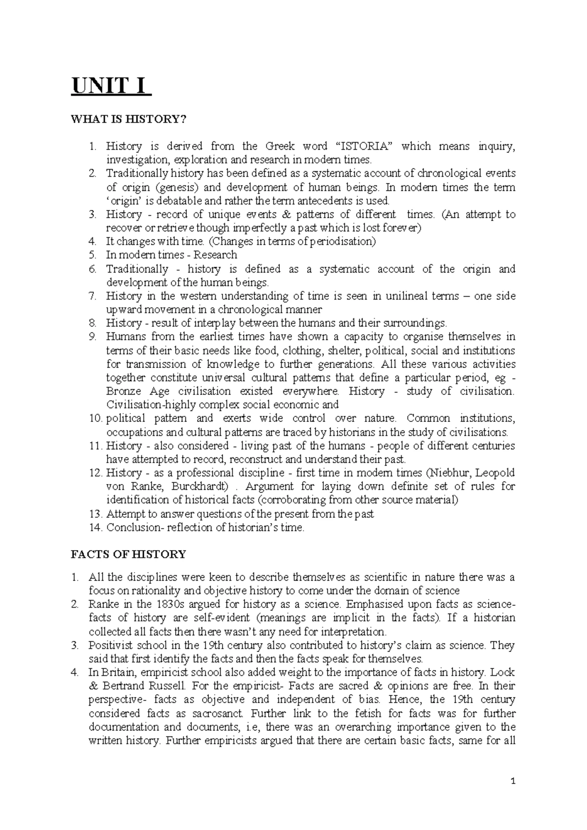History Notes (Unit 1-4): Understanding Historical Concepts & Methods ...
