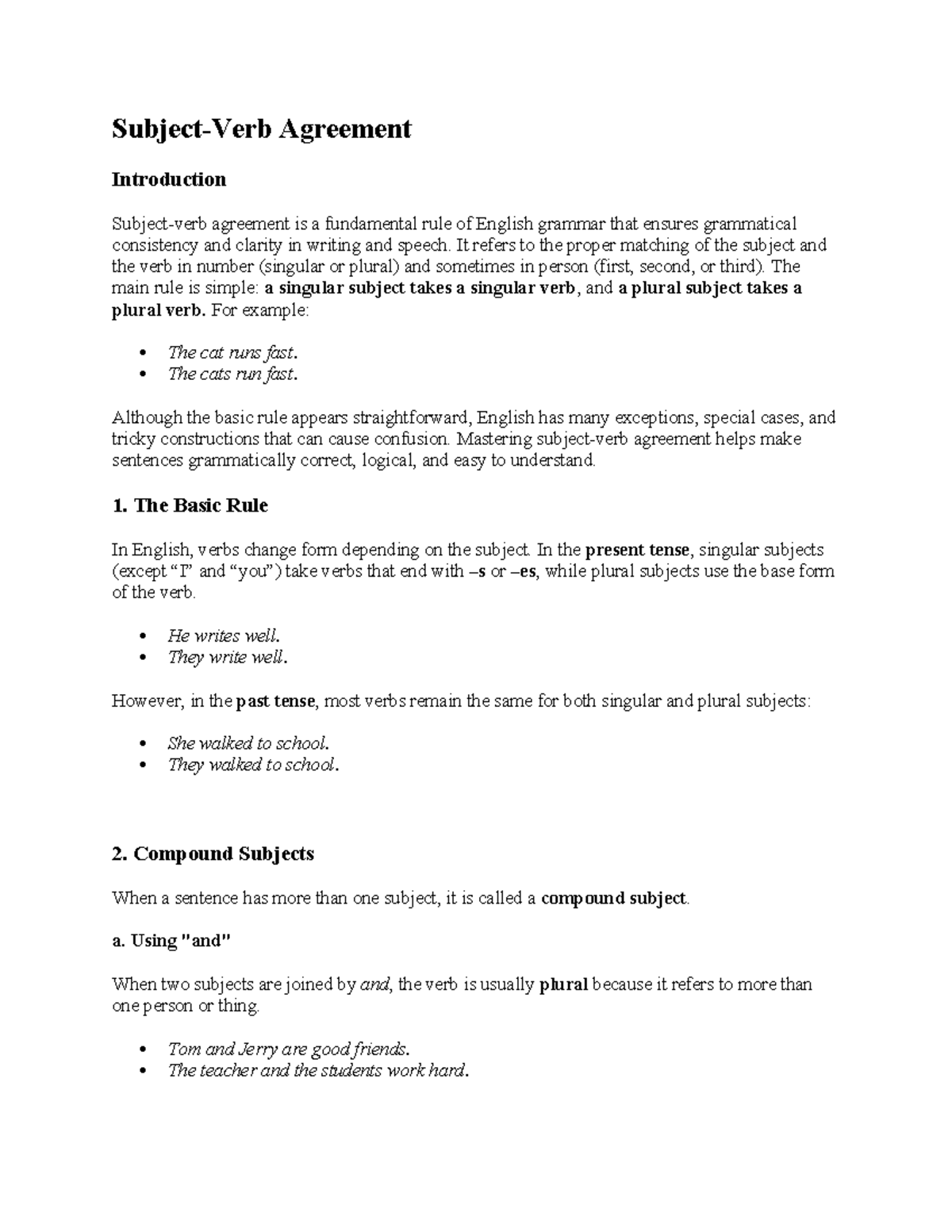 Subject-Verb Agreement: Key Rules and Common Errors - Studocu