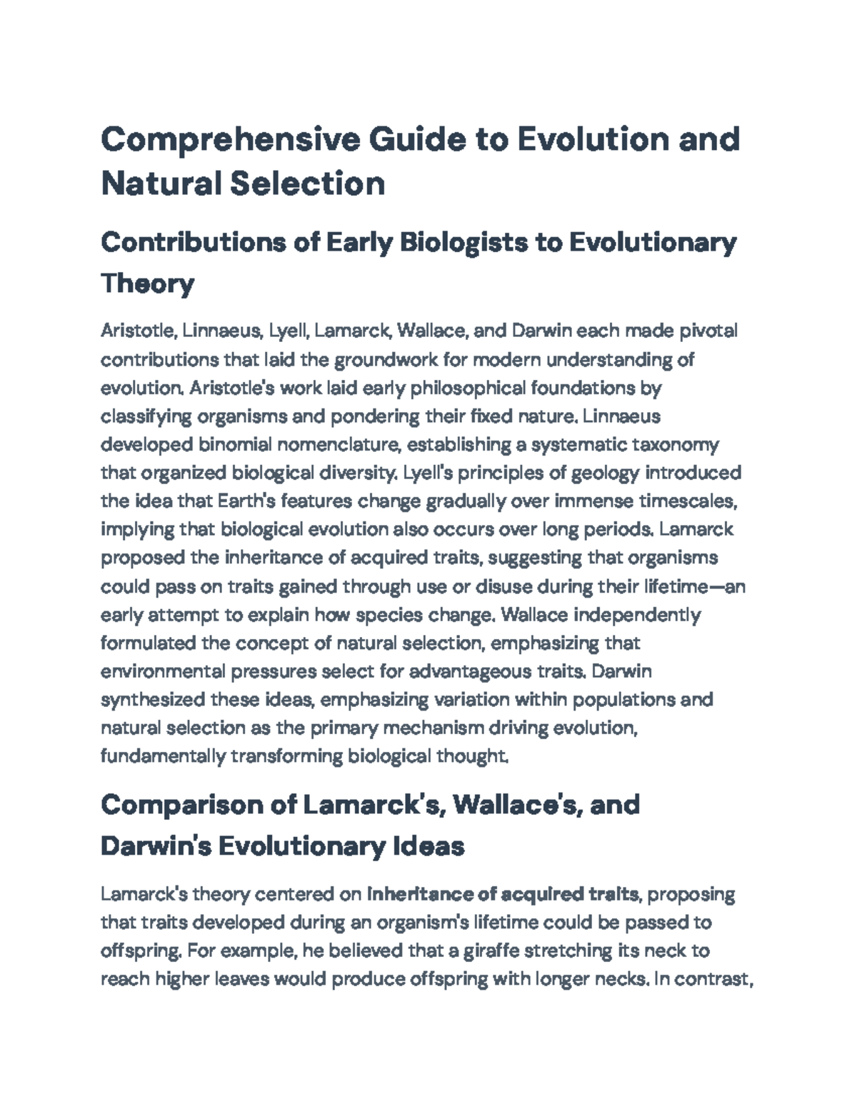 Evolution and Natural Selection: Key Contributions of Early Biologists ...