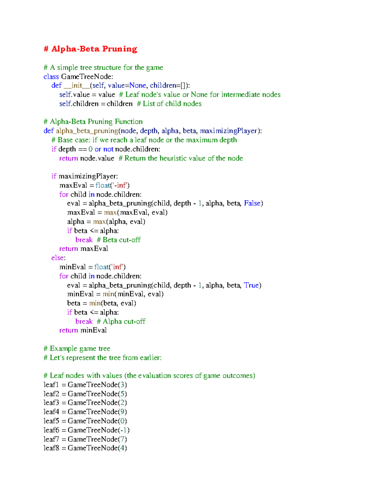 Alpha-Beta Pruning in Game Trees: A Detailed Explanation - Studocu