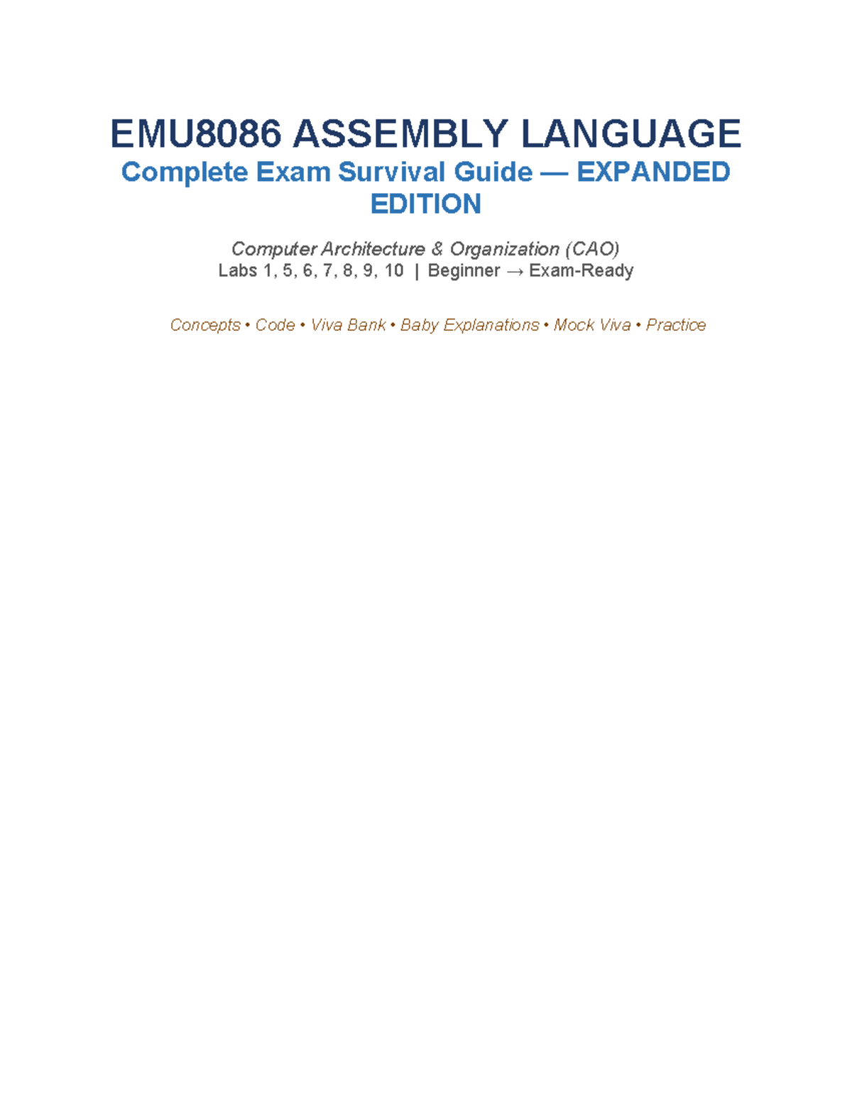 CAO EMU8086 Assembly Language Exam Survival Guide - Studocu