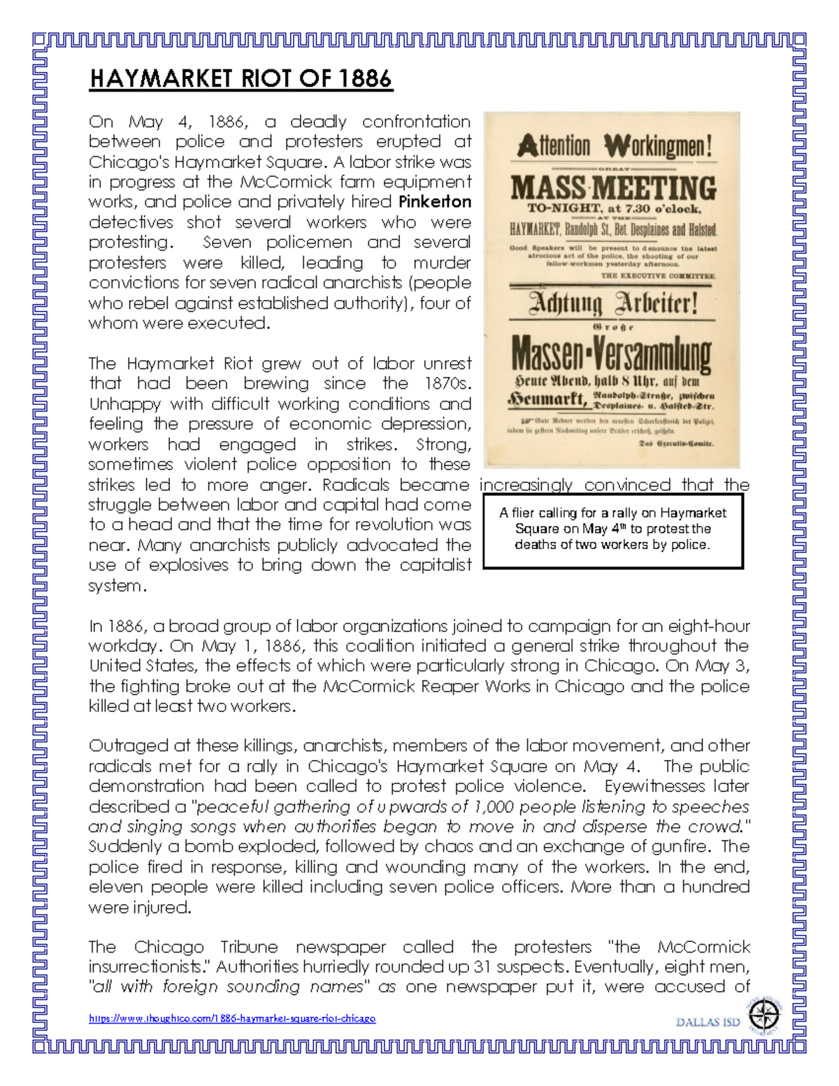 1c) Haymarket Square Riot: Labor Unrest and Police Violence in 1886 ...