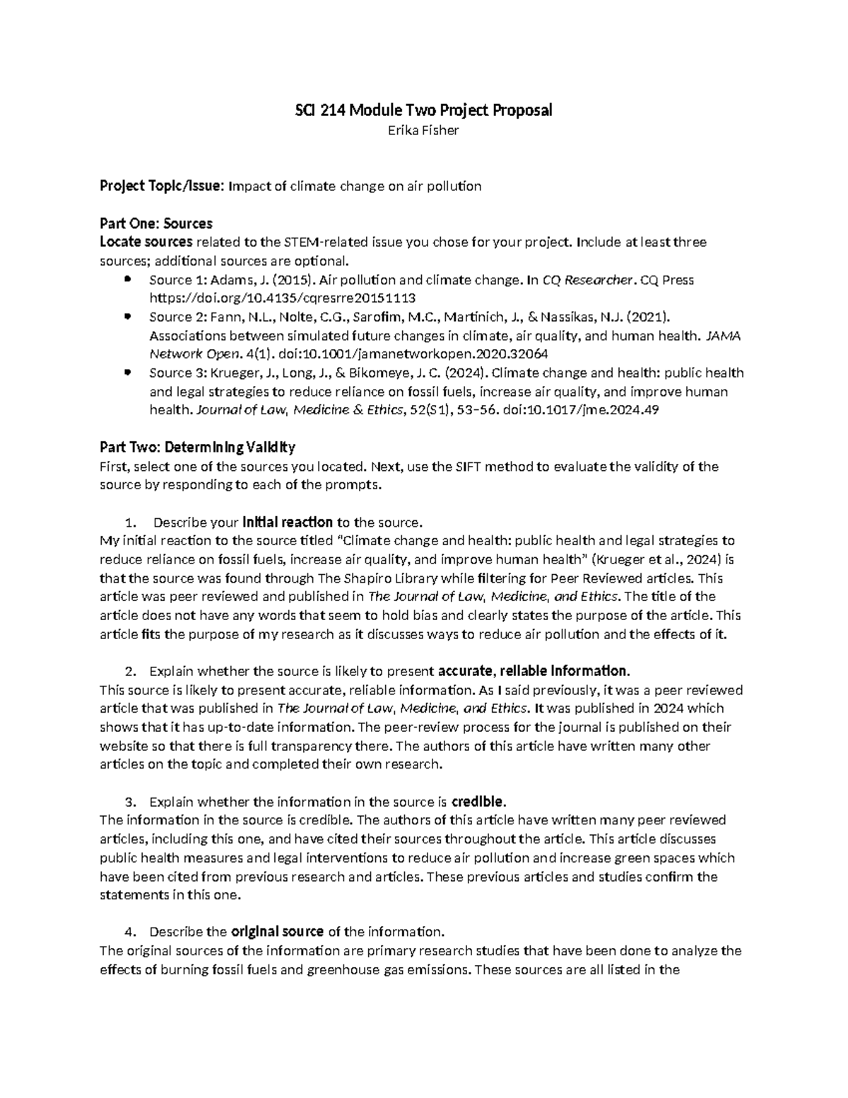 SCI 214 Module Two Project Proposal: Climate Change & Air Pollution ...