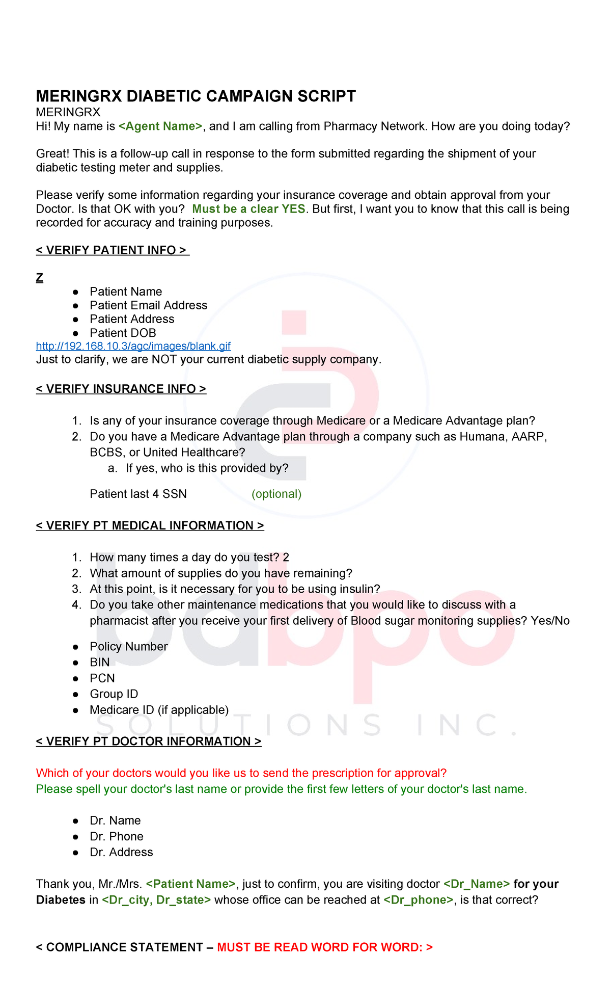 Meringrx Diabetic Campaign Script - MERINGRX DIABETIC CAMPAIGN SCRIPT ...
