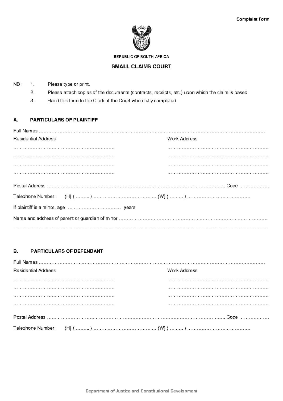SCC Complaint Form - Guidelines for Submission and Completion - Studocu