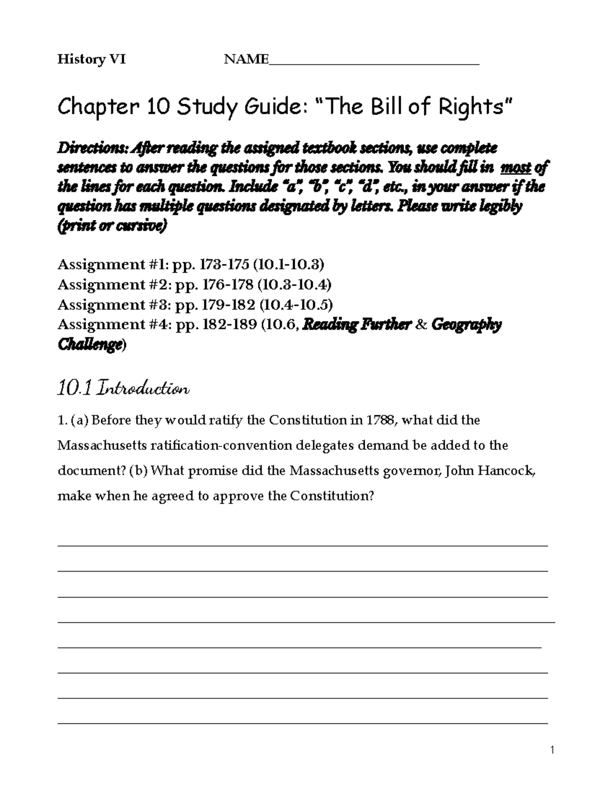 History Alive Chapter Ten Study Guide - History VI NAME ...