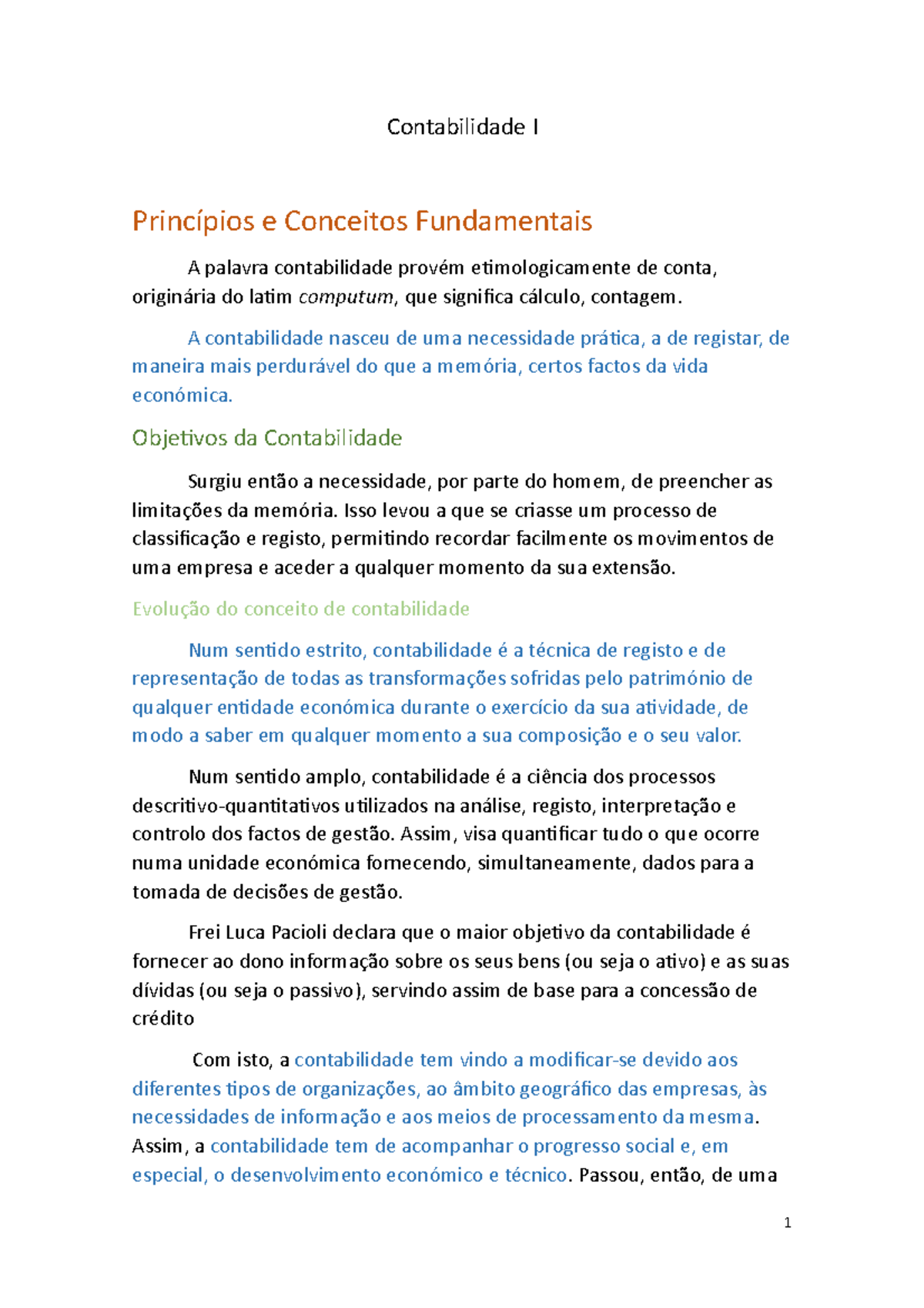 Introdução à Contabilidade I: Princípios e Conceitos Fundamentais - Studocu