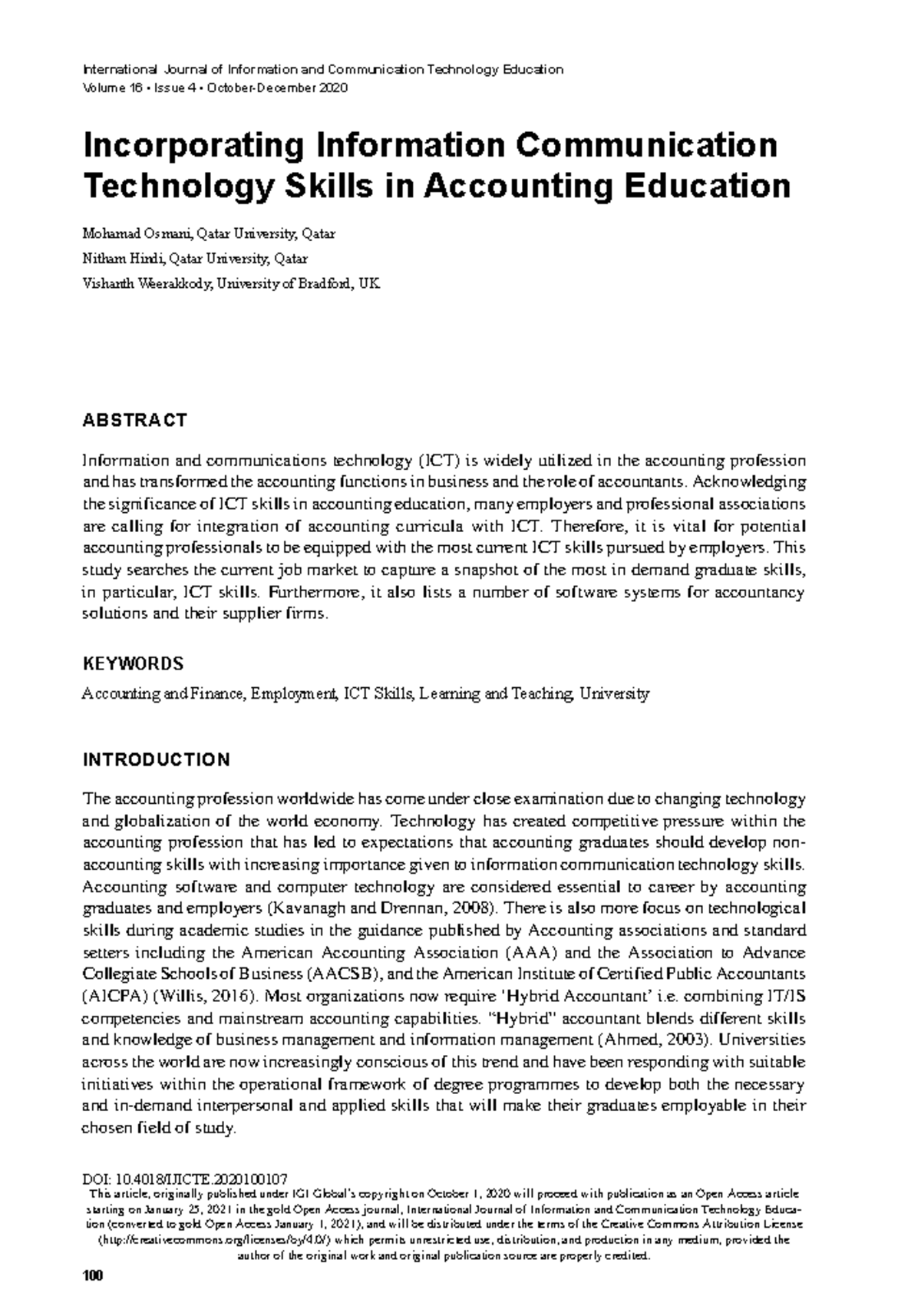 Incorporating ICT Skills in Accounting Education: Trends & Job Market ...