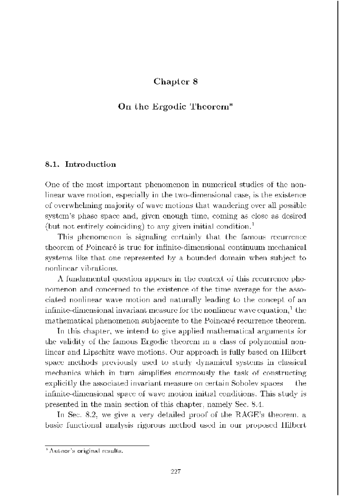 Chapter 8: The Ergodic Theorem in Nonlinear Wave Motion (MATH 301 ...