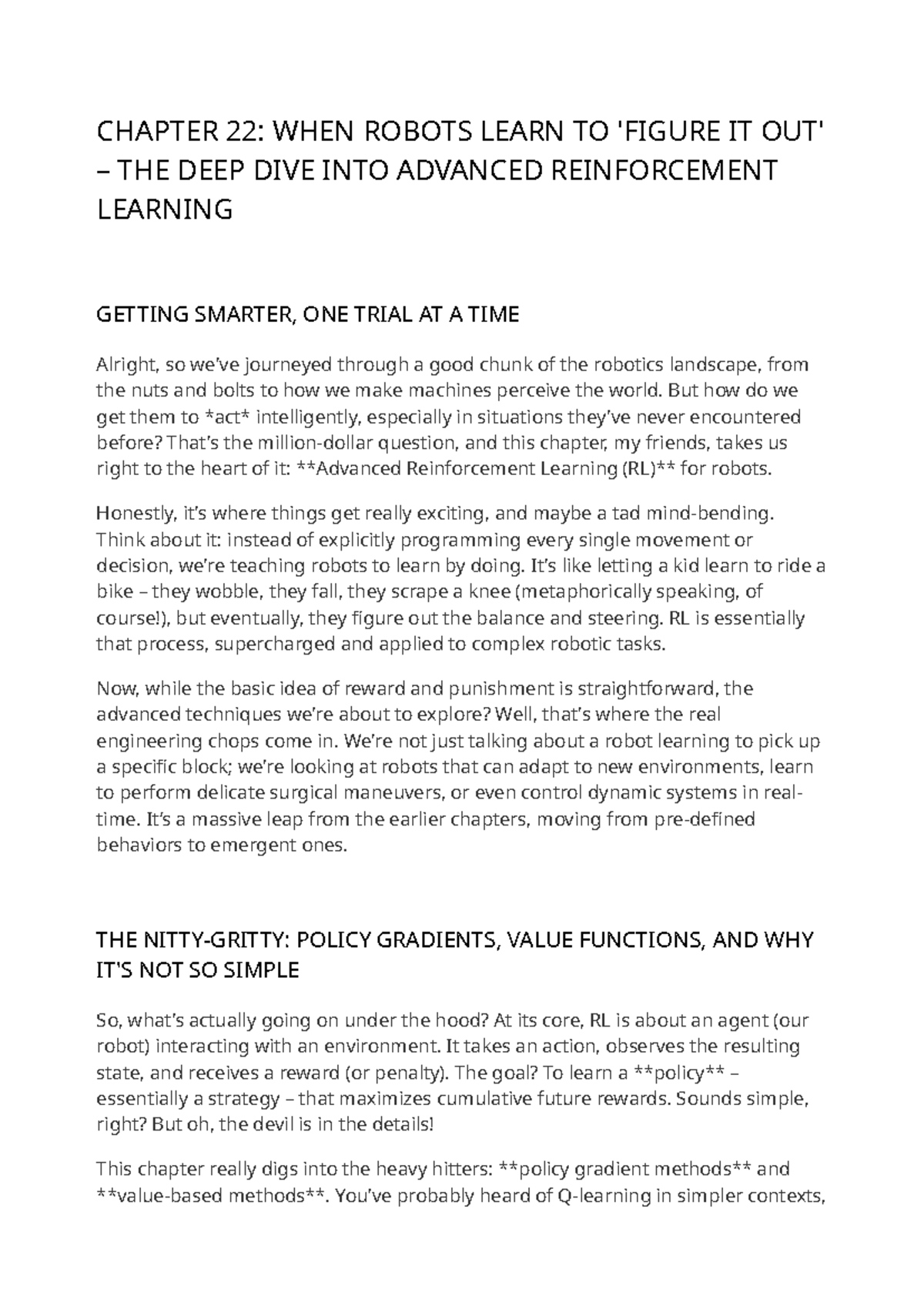 CHAPTER 22: ADVANCED REINFORCEMENT LEARNING IN ROBOTICS - Studocu