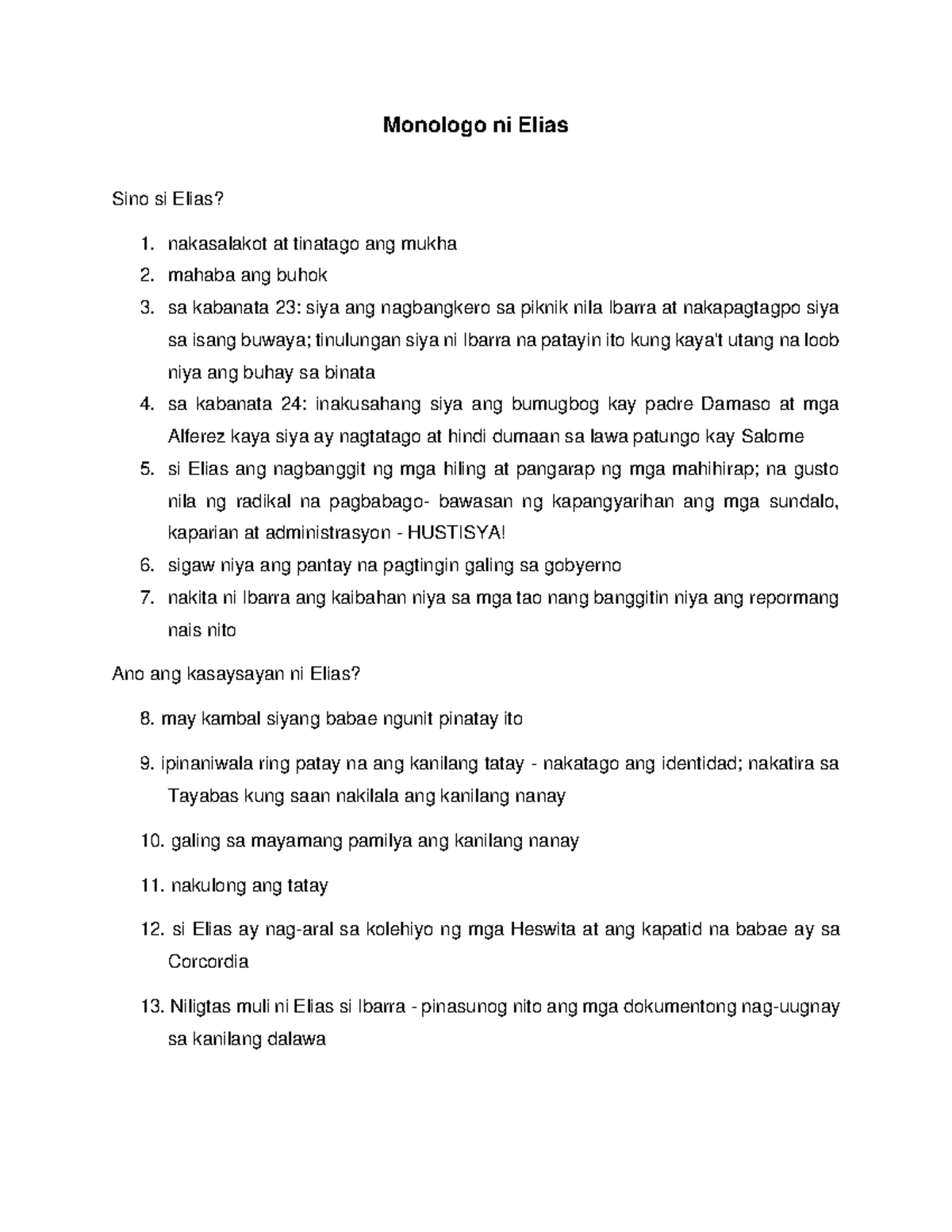 Monologo ni Elias script - Monologo ni Elias Sino si Elias? nakasalakot ...