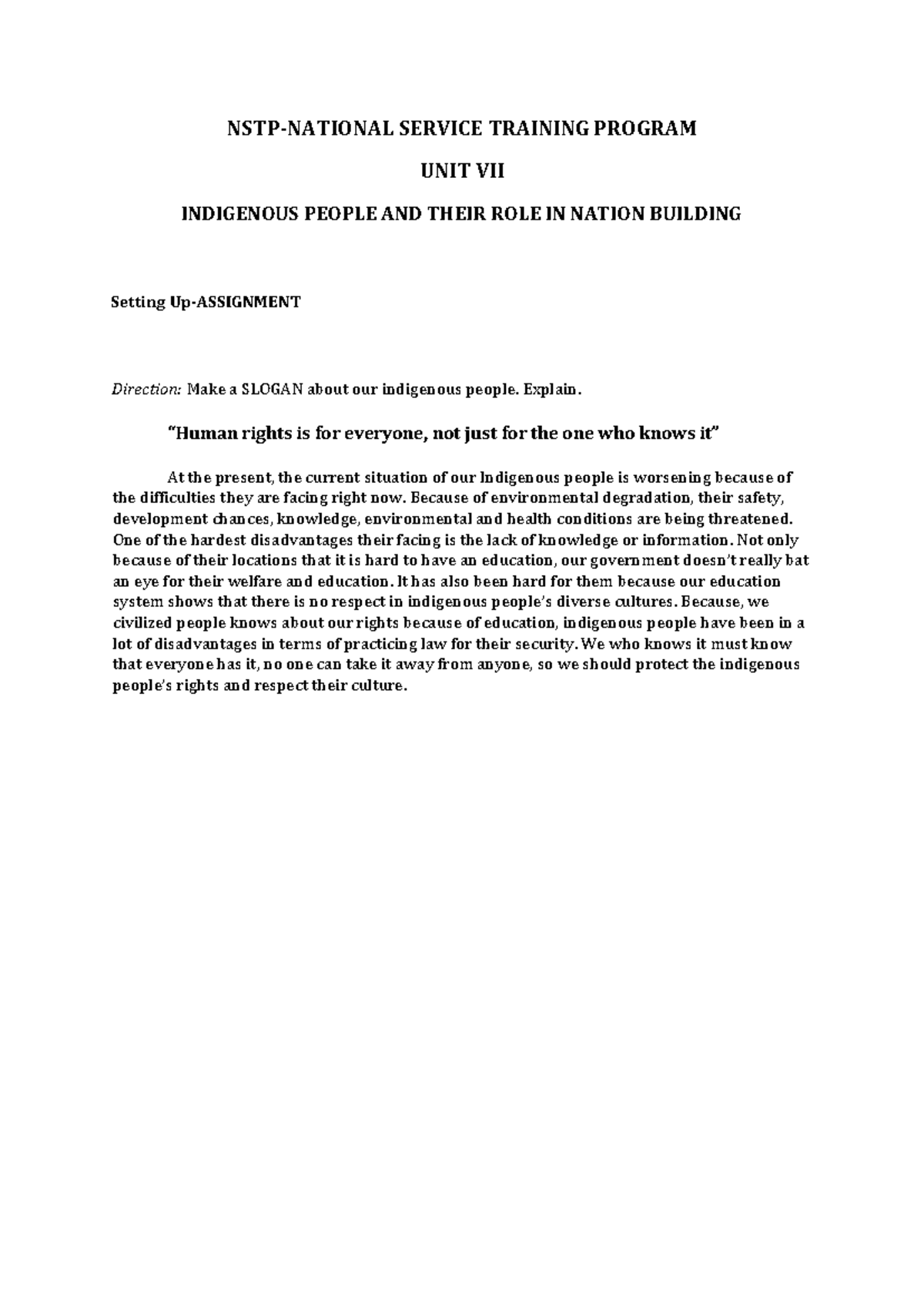 Indigenous People AND Their ROLE IN Nation Building - NSTP-NATIONAL ...