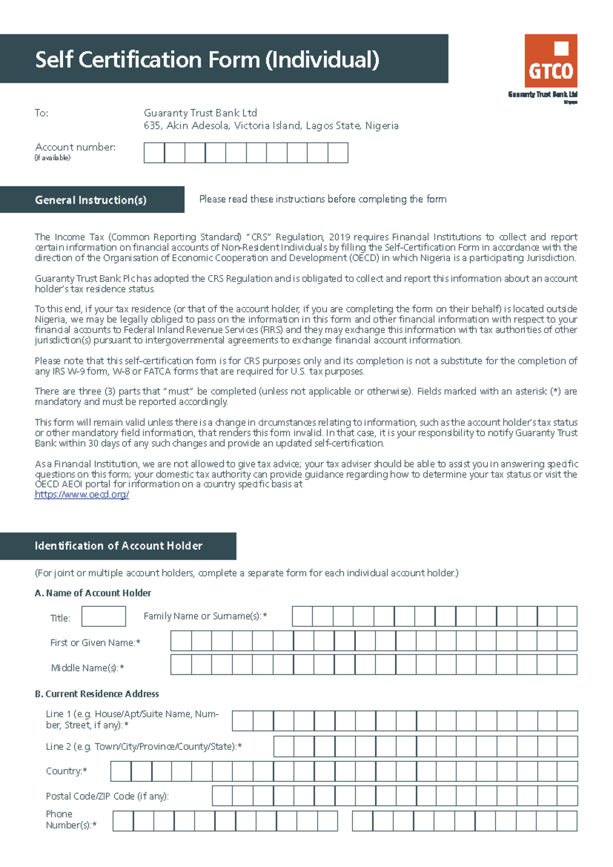 SELF Certification FORM - Self Certification Form (Individual) General ...