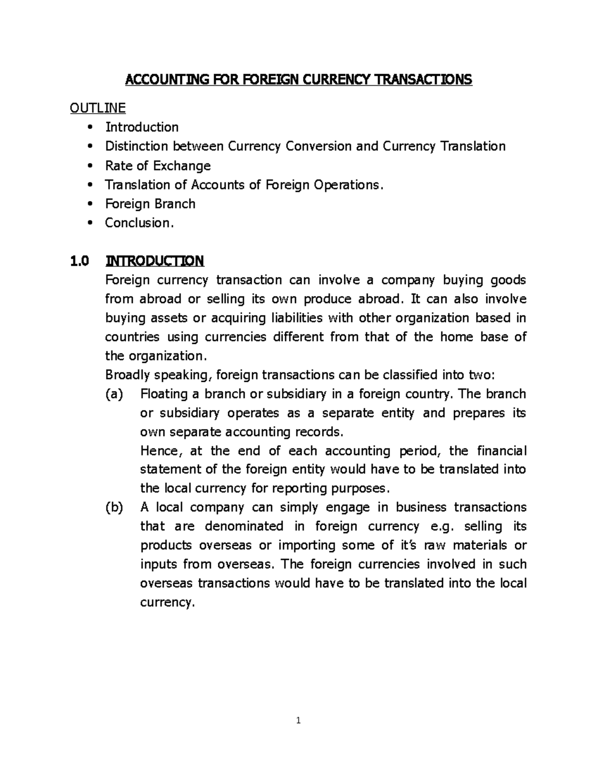 Accounting for foreign currency transaction - ACCOUNTING FOR FOREIGN ...