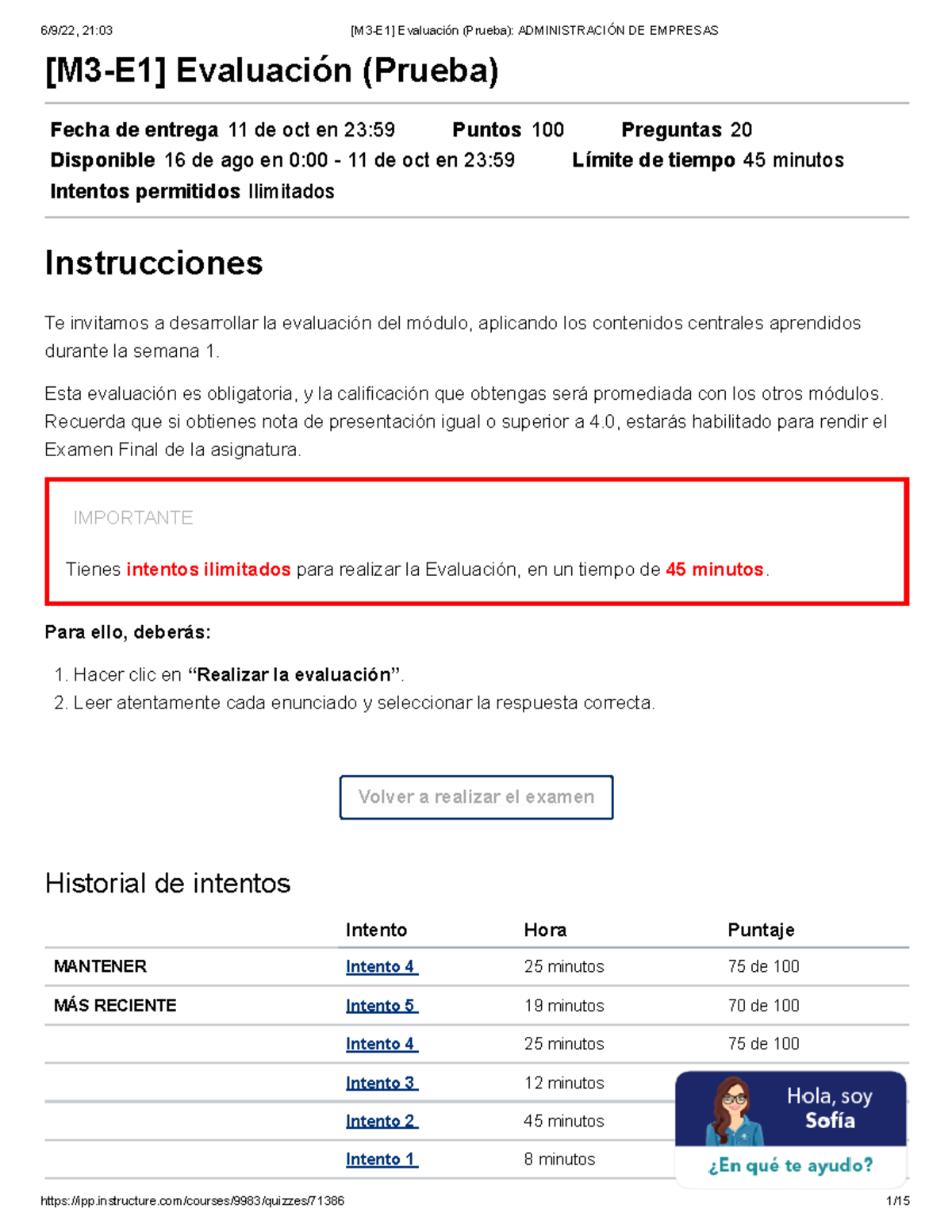 Evaluación M3-E1: Examen 3 Administración - Entrega 11 Oct 2023 - Studocu