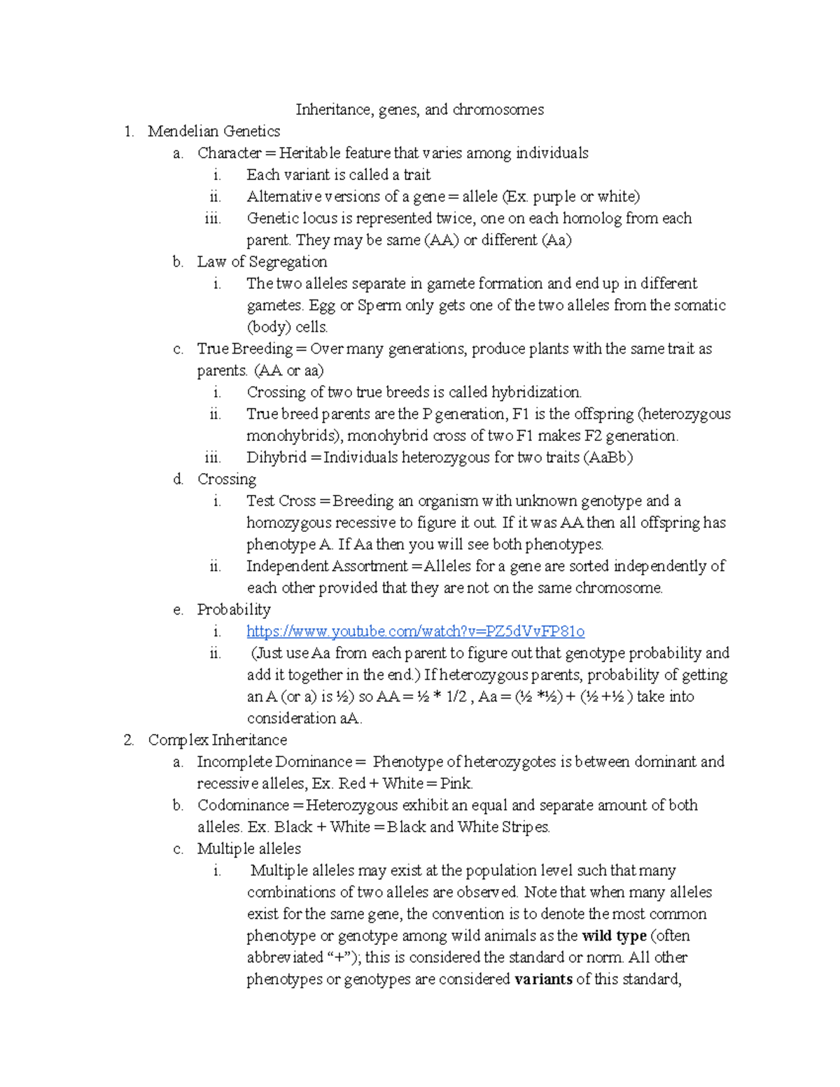 Chapter 12-13: Mendelian Genetics, Complex Inheritance & Gene Linkage ...