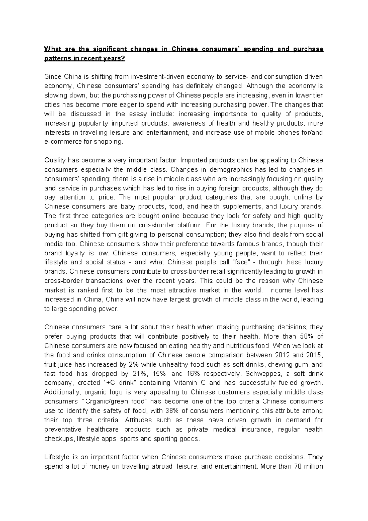 What are the significant changes in Chinese consumers’ spending and ...