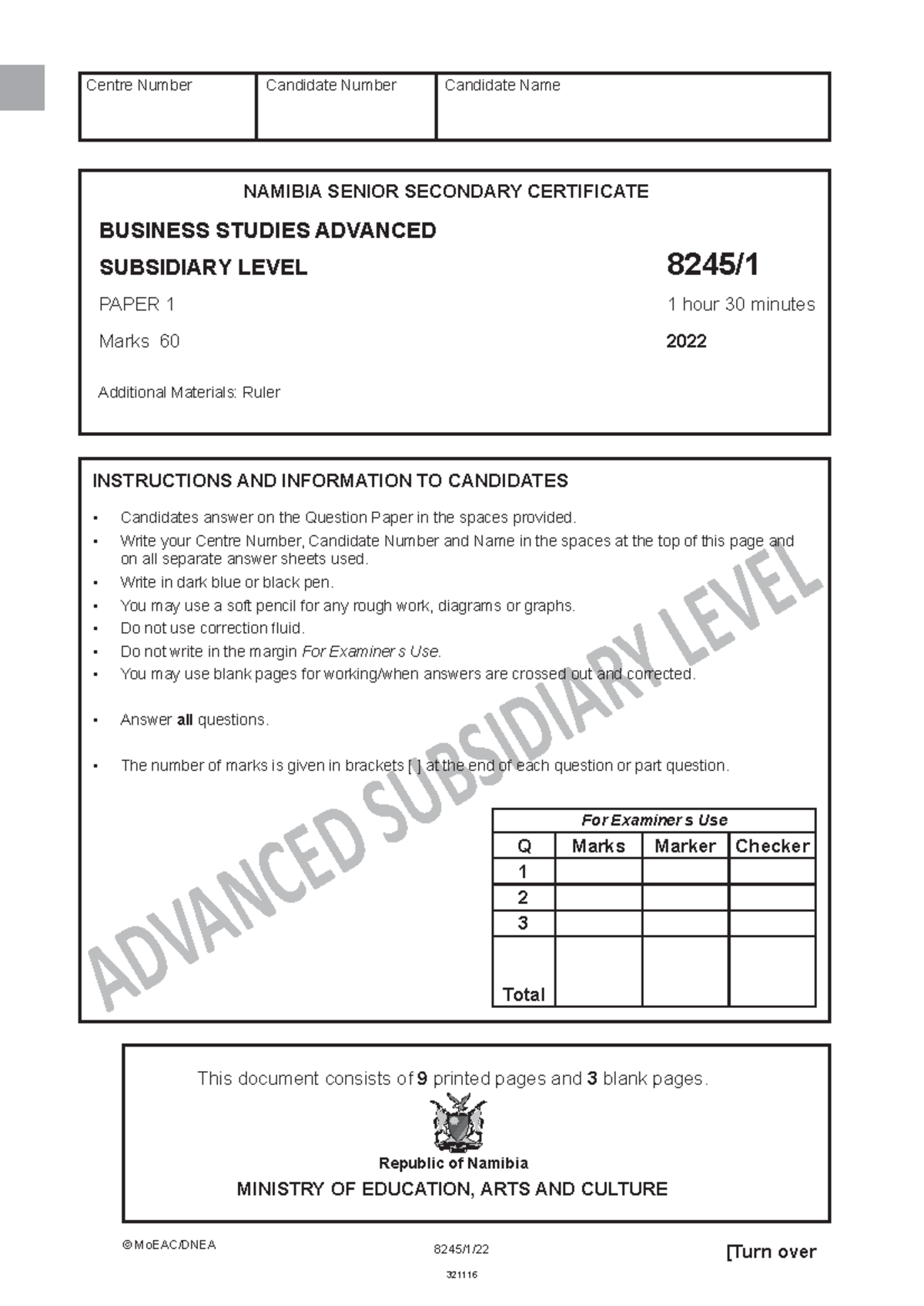 NSSCAS Business Studies Paper 1 (8245-1) - 2022 Exam Guide - Studocu