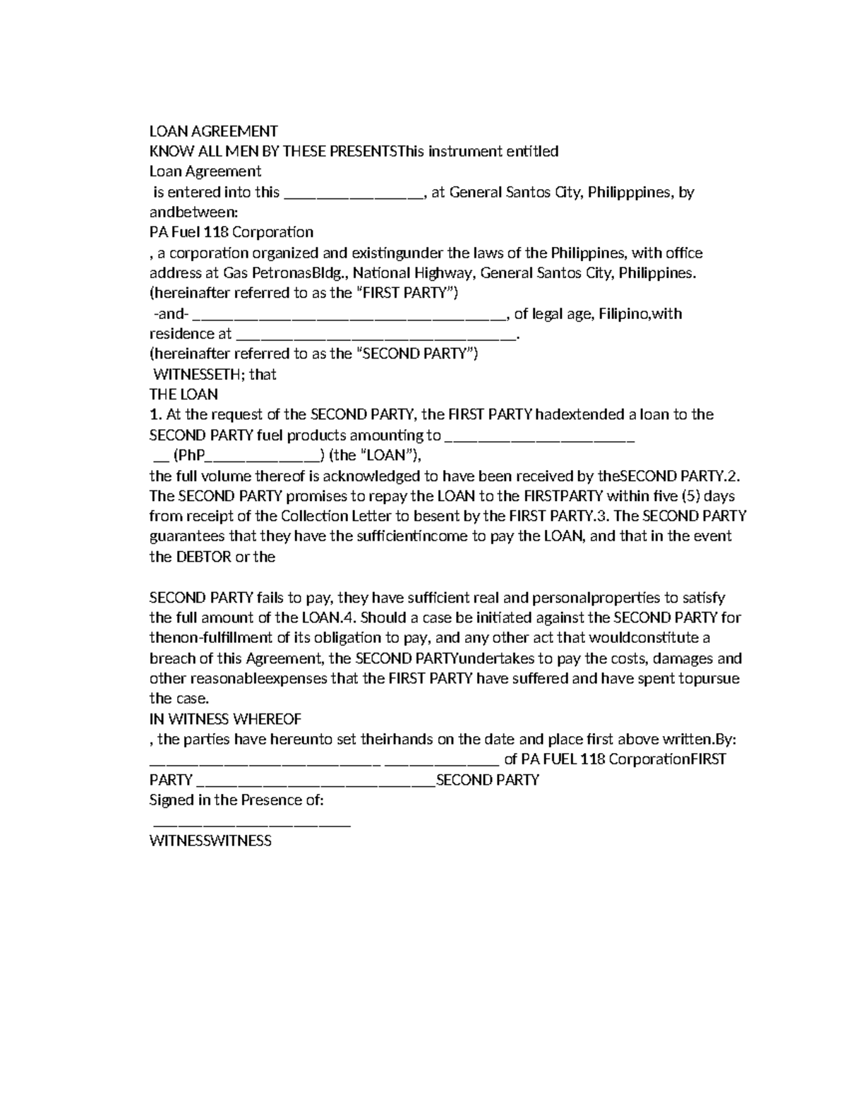 LOAN Agreement Sample Document: Comprehensive Terms and Conditions ...