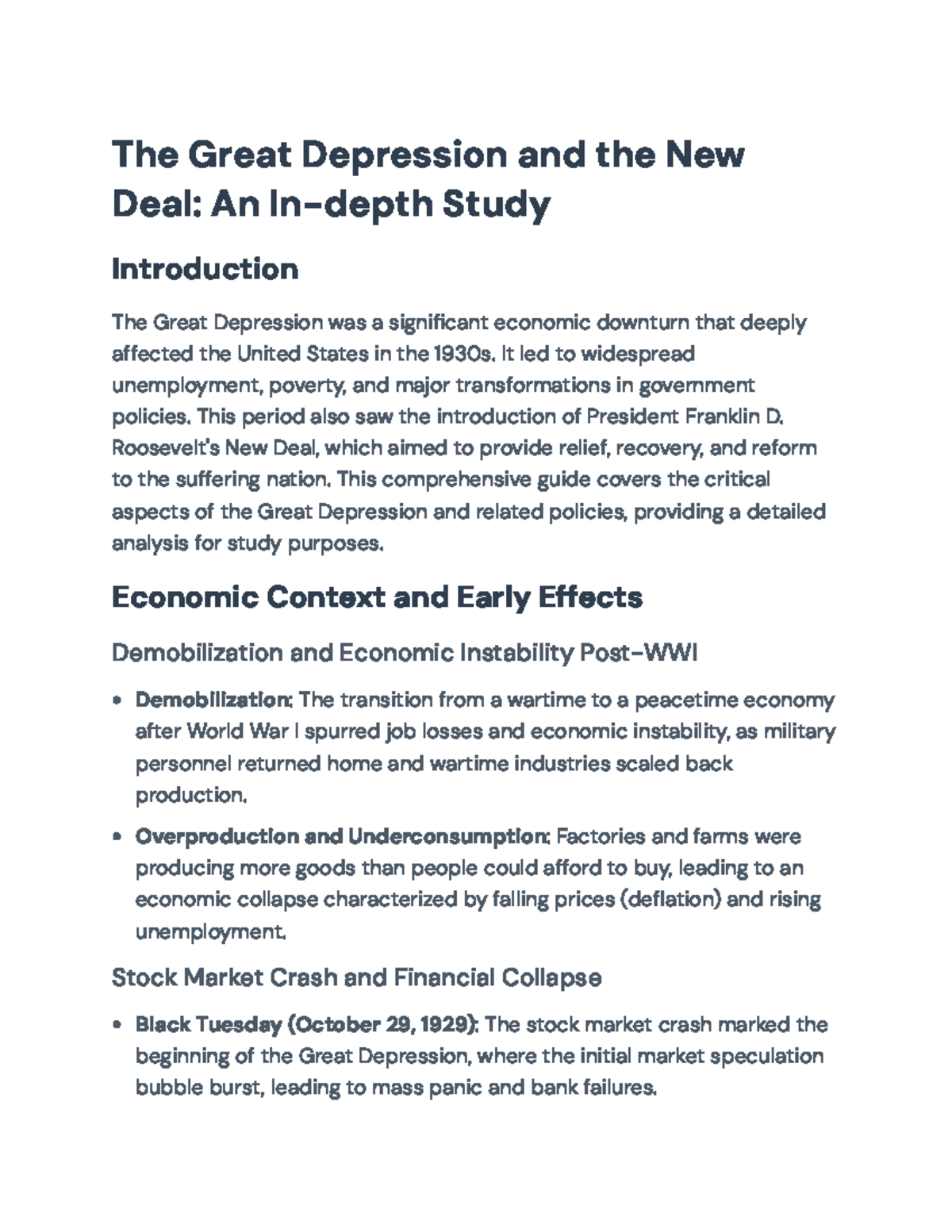 The Great Depression and New Deal: A Comprehensive Study Guide - The ...