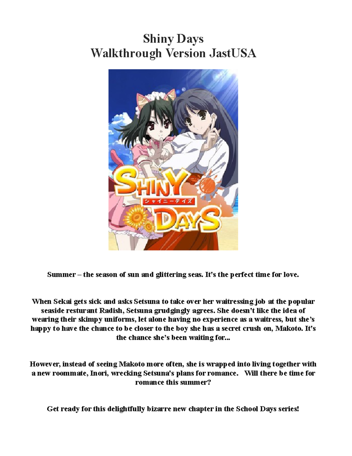 Shiny Days Game Review Shiny Days Game | EBay