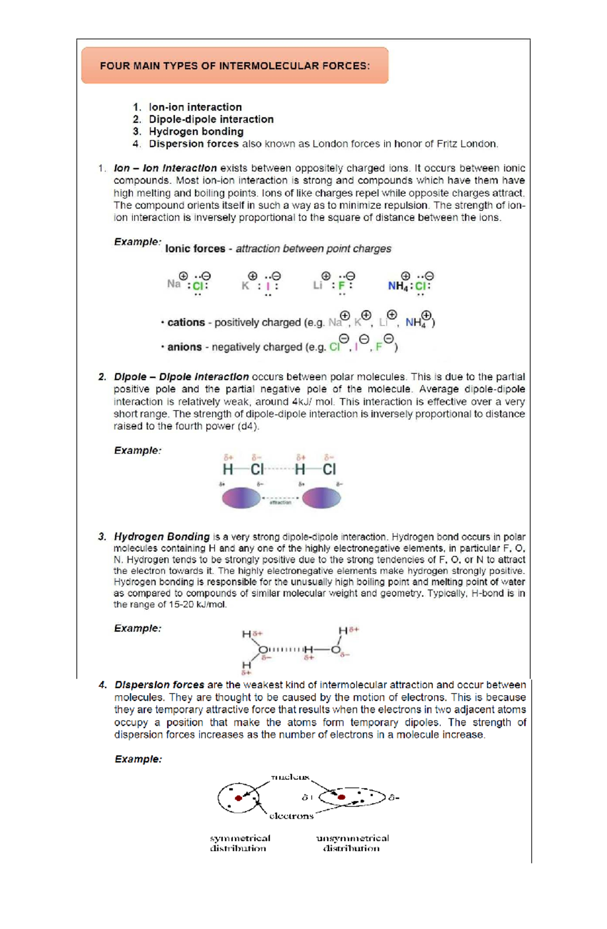 Activity Sheet 1: Intermolecular Forces & Chemical Properties Quiz ...