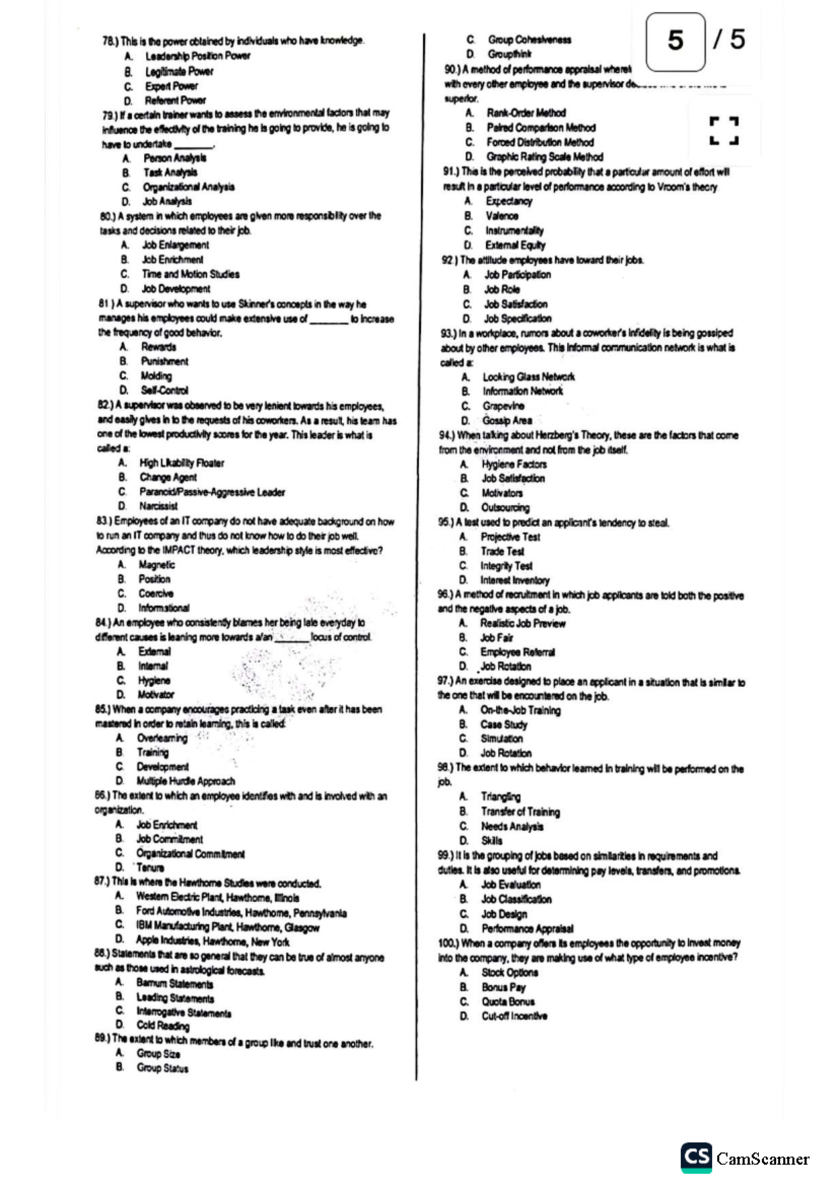 RGO - IO Psychology Review Notes for Exam Preparation - Studocu