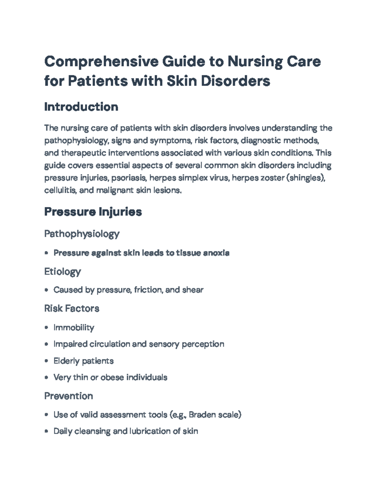 Nursing Care Guide for Patients with Skin Disorders: Key Interventions ...