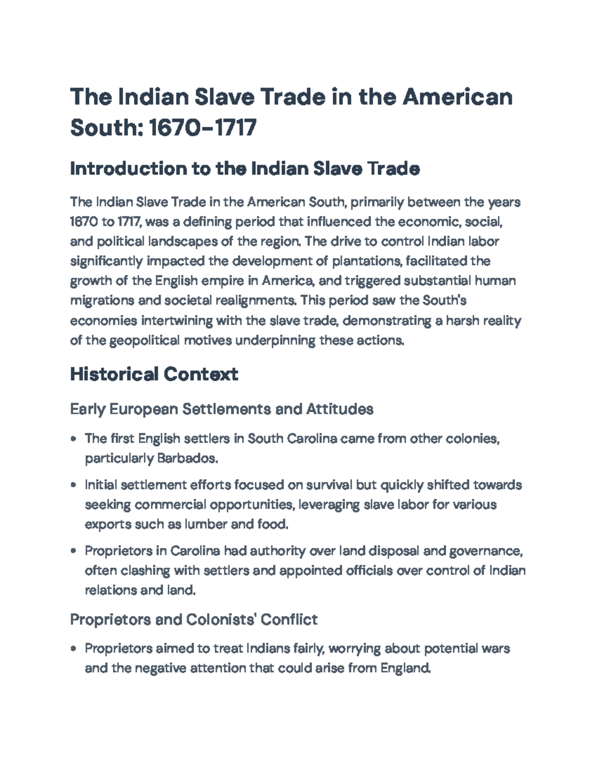 The Indian Slave Trade in the American South (1670-1717): A Historical ...