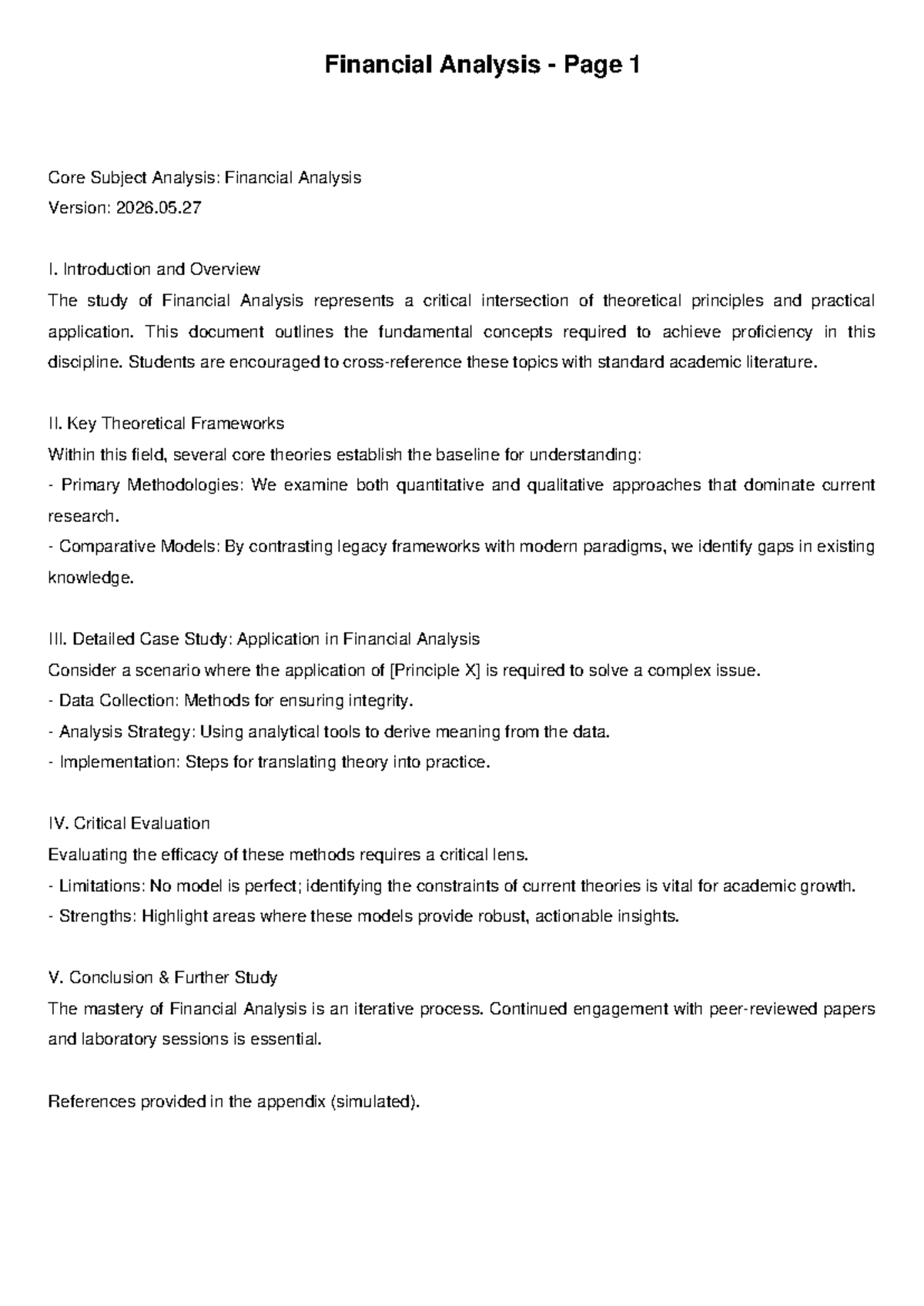 Financial Analysis Study Notes: Core Concepts & Frameworks - Studocu