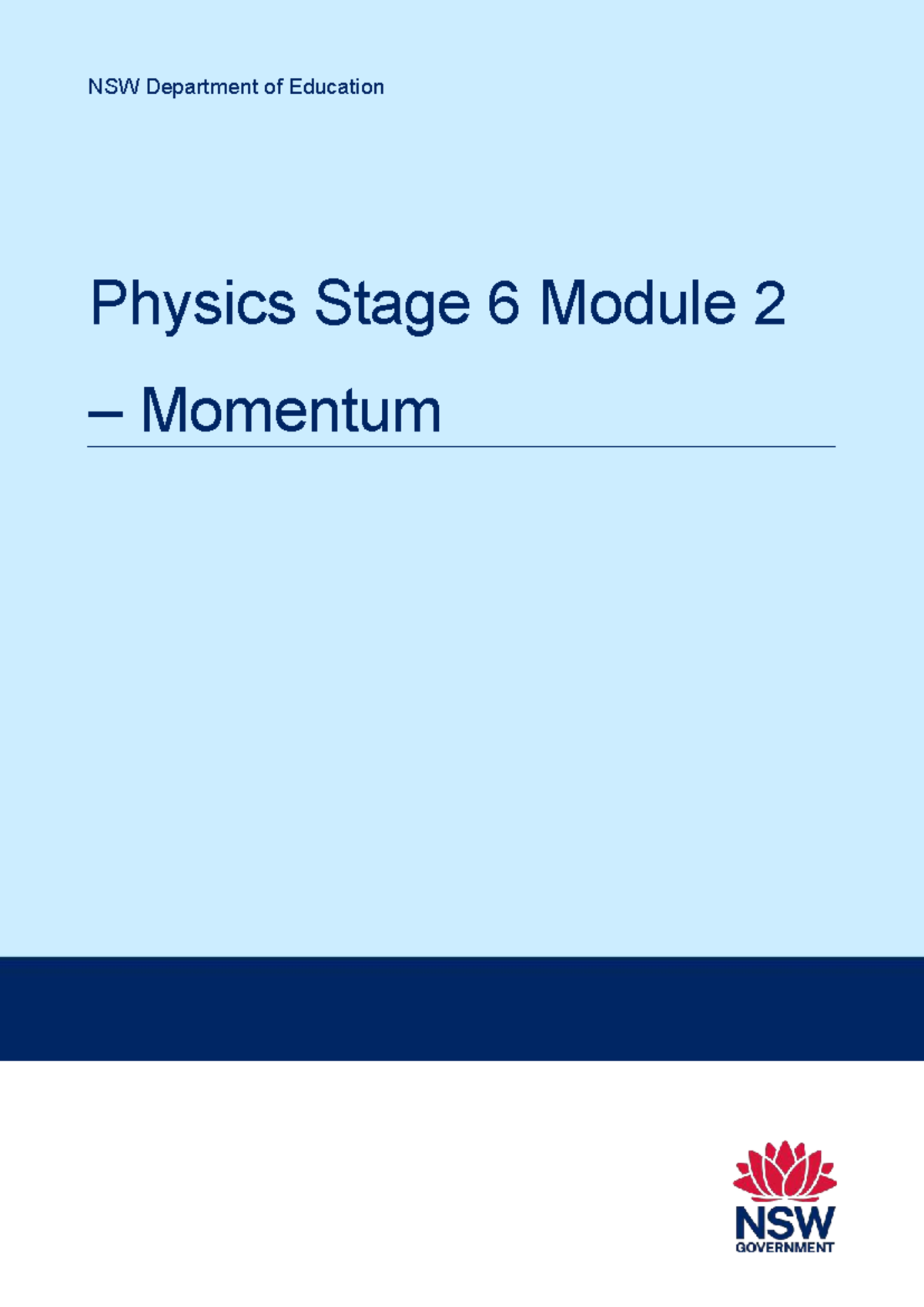 NSW Physics Stage 6 Module 2: Understanding Momentum Concepts - Studocu