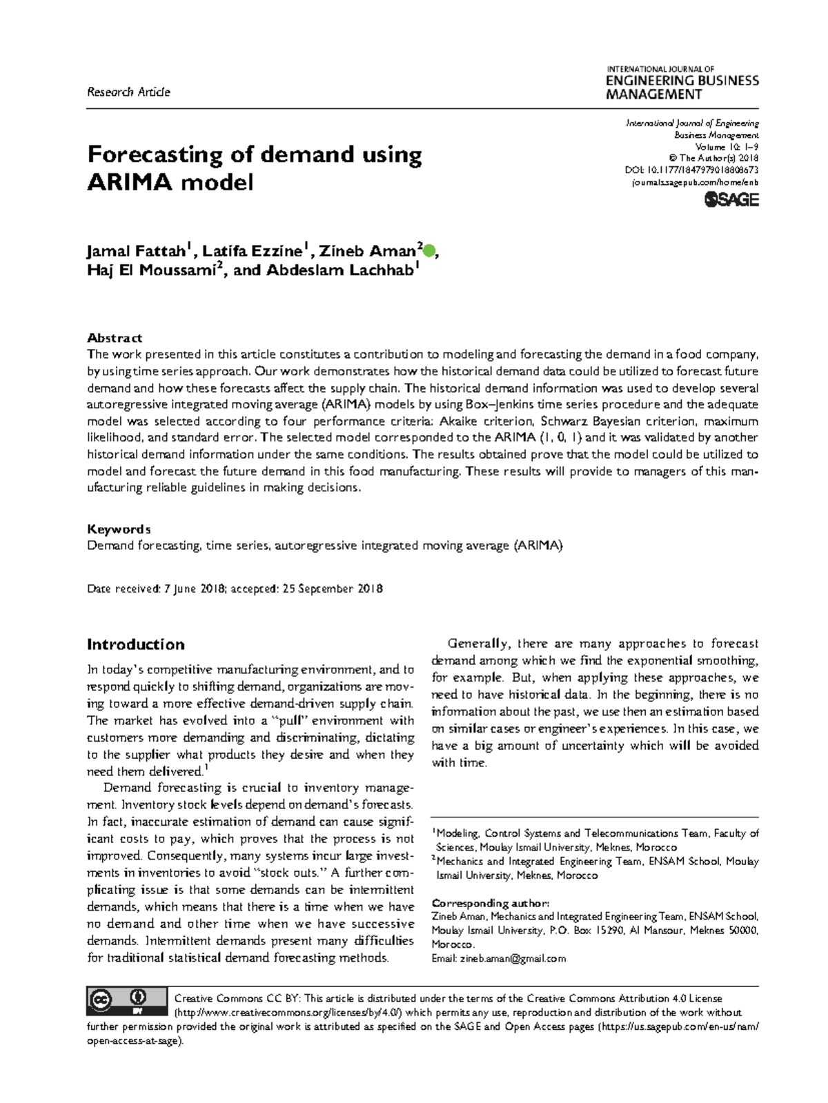 Demand Forecasting in Food Manufacturing Using ARIMA Model - Studocu