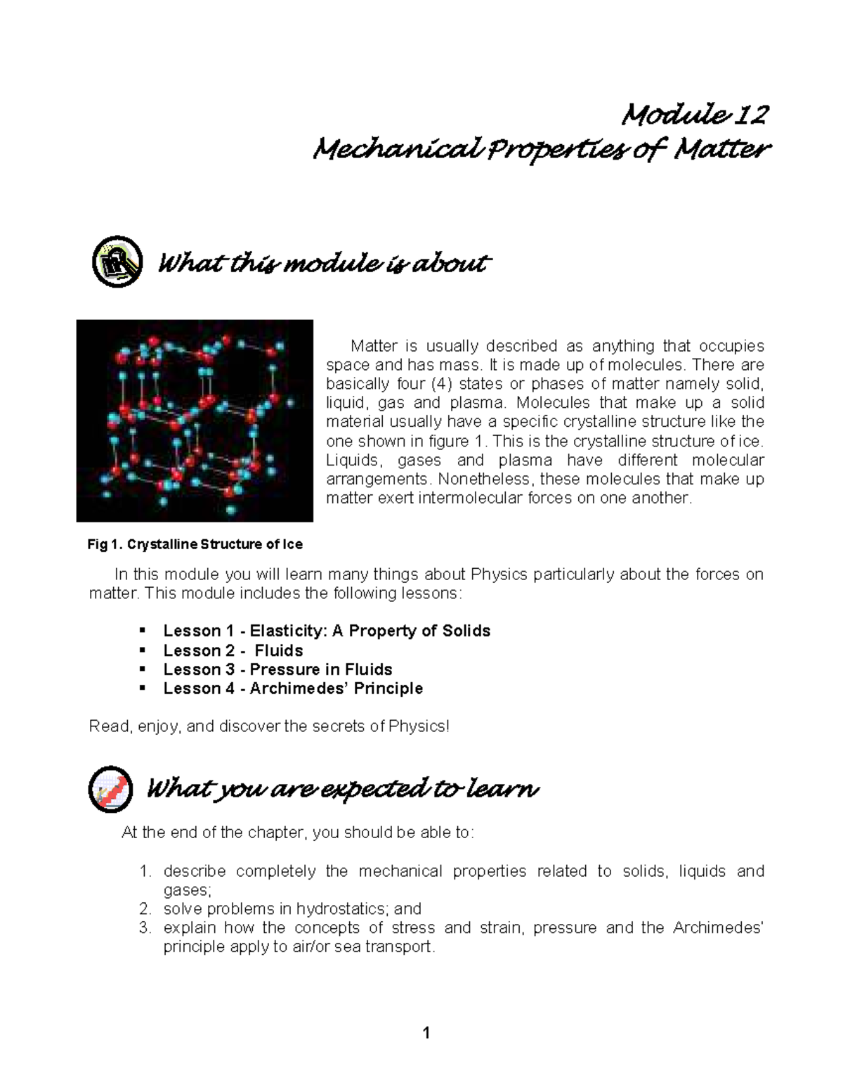 Module 12: Mechanical Properties of Matter - Understanding Forces and ...