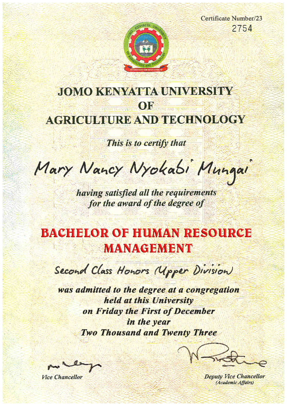 JKUATCERTIFICATE - Certificate SOURD KENYATTA UNIV 2754 AND TECHNOLOGY ...
