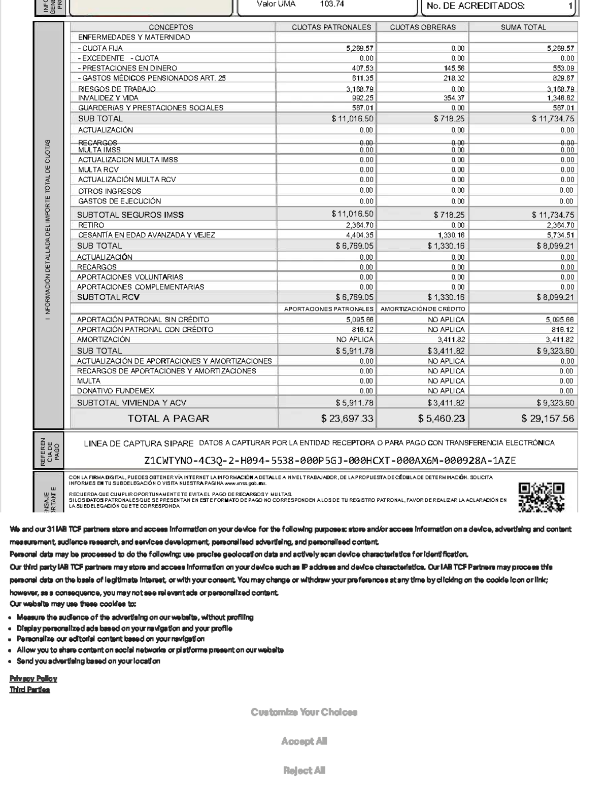 Informe de Cuotas y Gastos IMSS - SIPARE Octubre 2023 - Studocu