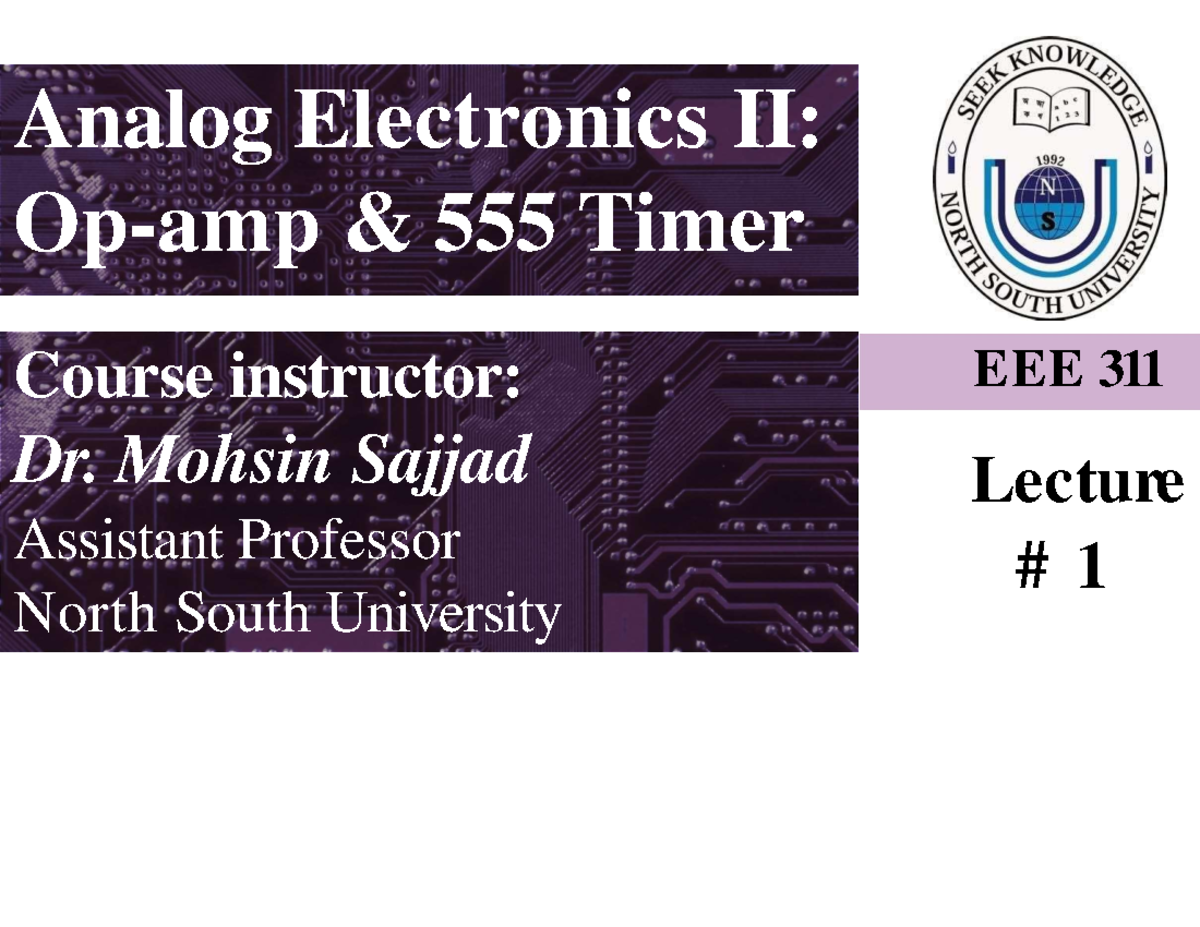ECE 311: Analog Electronics II - Lecture Notes on Circuit Elements ...