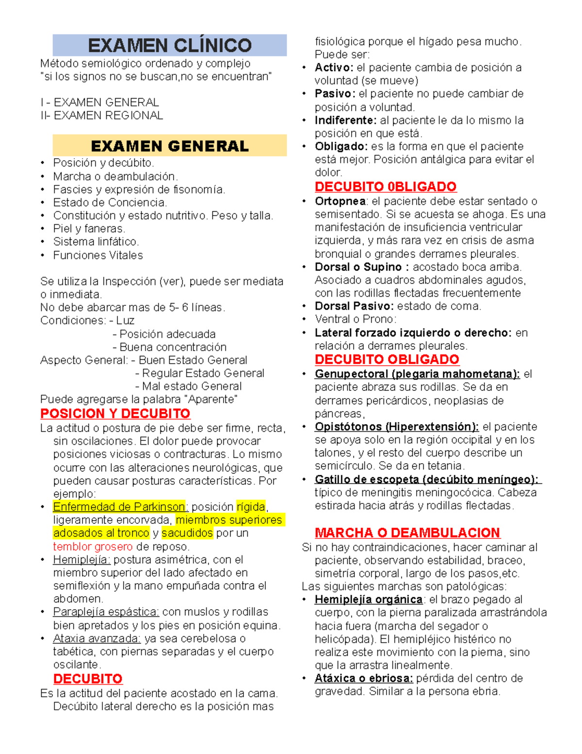 Examen Clínico: Métodos y Evaluación en Medicina General - Studocu