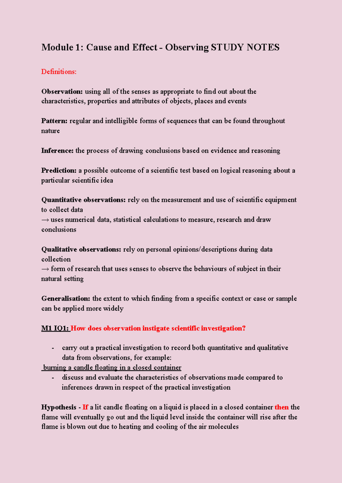 Module 1: Cause and Effect - Observing Study Notes - Studocu