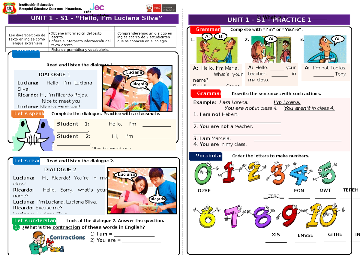 UNIT 1 - Reading Practice - Ciclo VI - 2025 - Studocu