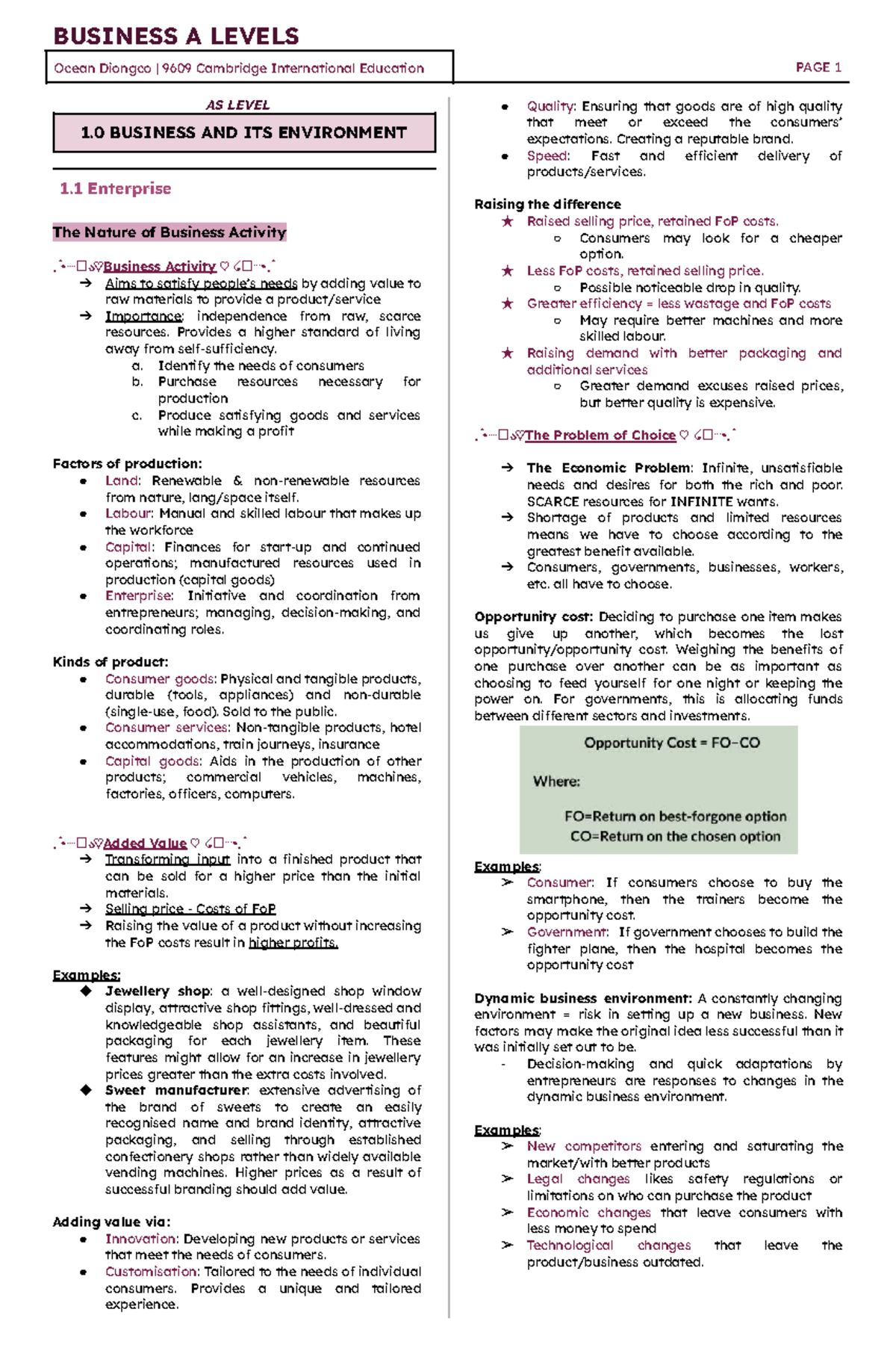 Business 9609 A Level Study Notes (2023-2025) - Cambridge International ...
