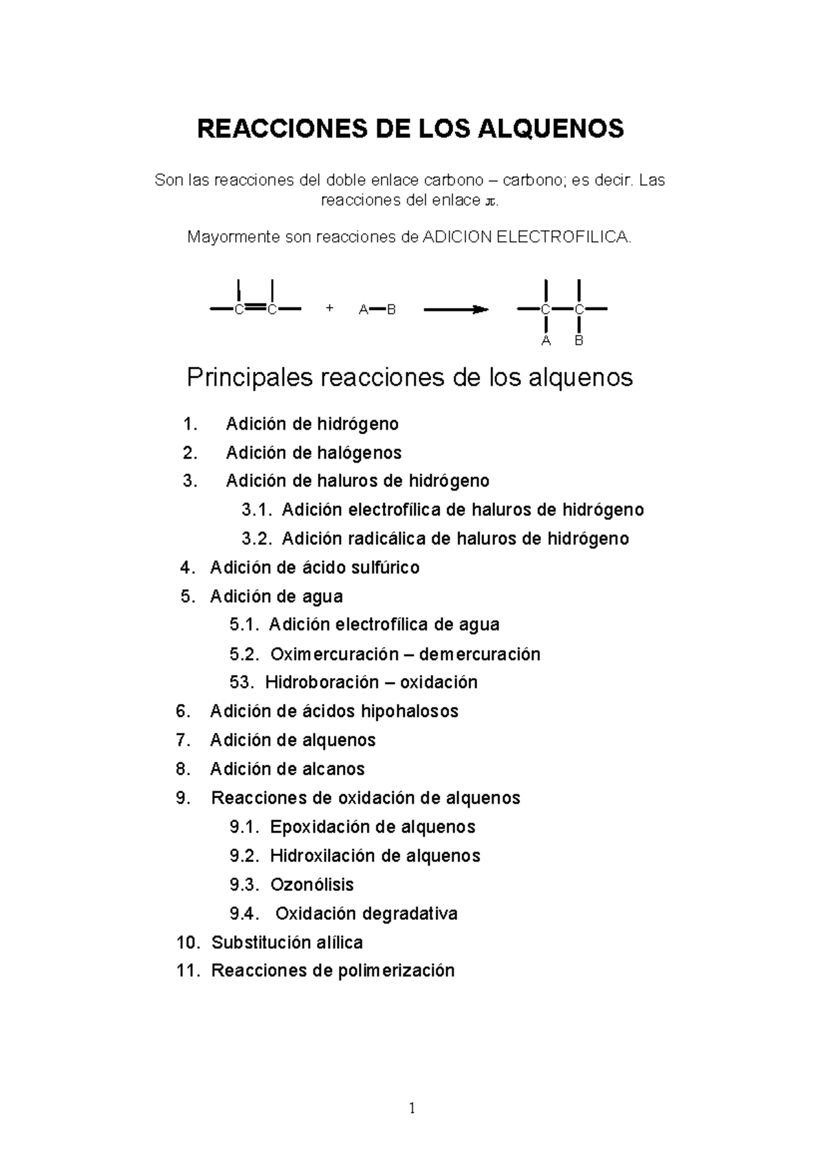 Reacciones de Alquenos: Adición y Mecanismos - Química Orgánica 9°-10° - Studocu