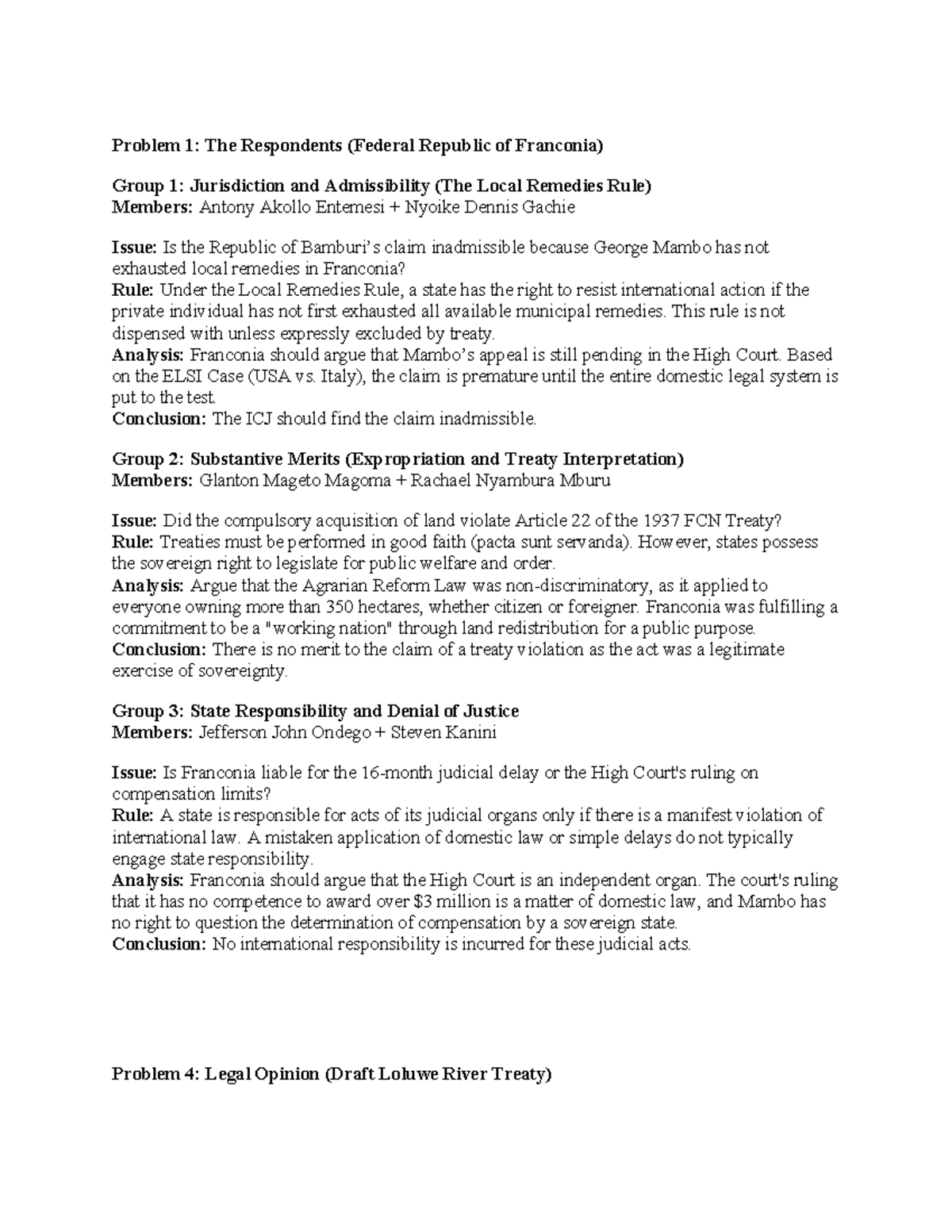 PIL Group Plan: Jurisdiction, Treaty Interpretation & Environmental Law ...