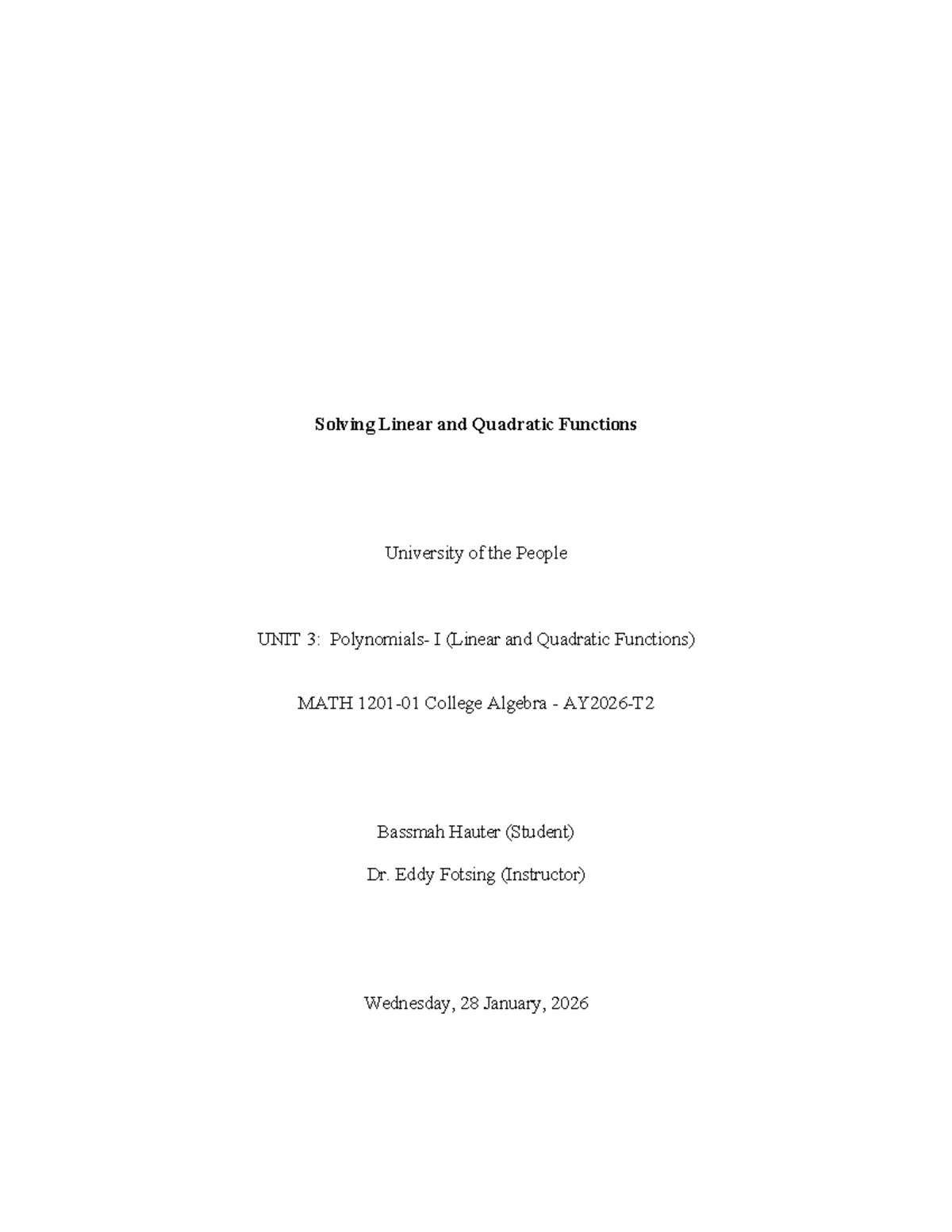 WAU3-MATH: Exploring Linear & Quadratic Functions in Bungee Jumping ...