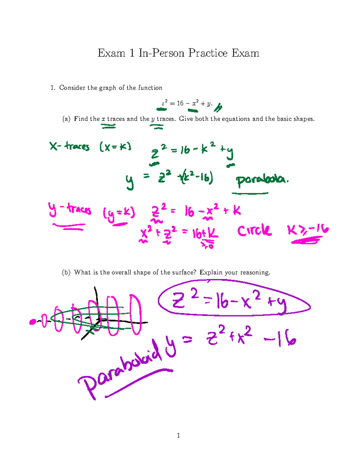 Math 2410 Exam 1 In-Person Practice Problems & Solutions - Studocu