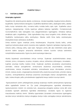 [Solved] Yintoni uthando in Xhosa - Bachelor of Arts (BA 2224) - Studocu