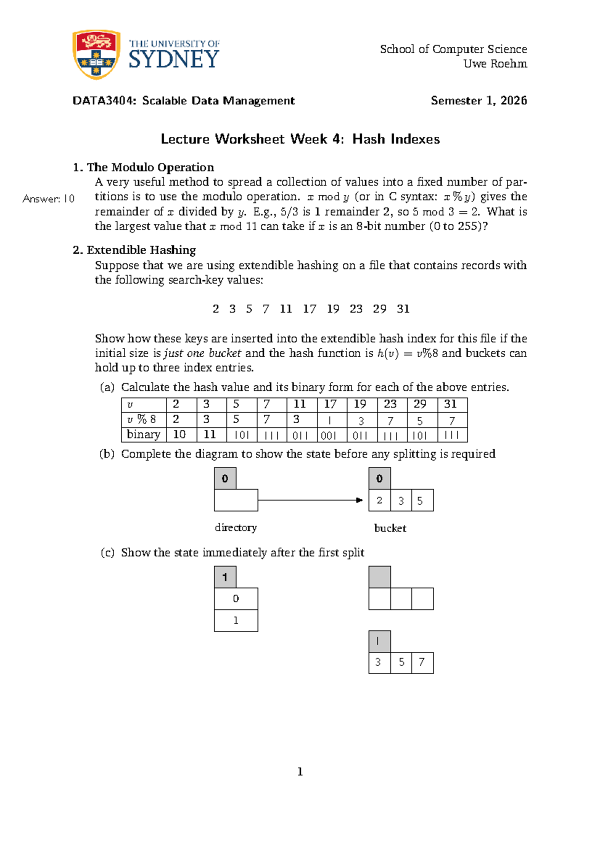 DATA3404: Scalable Data Management - Week 4 Lecture Worksheet - Studocu