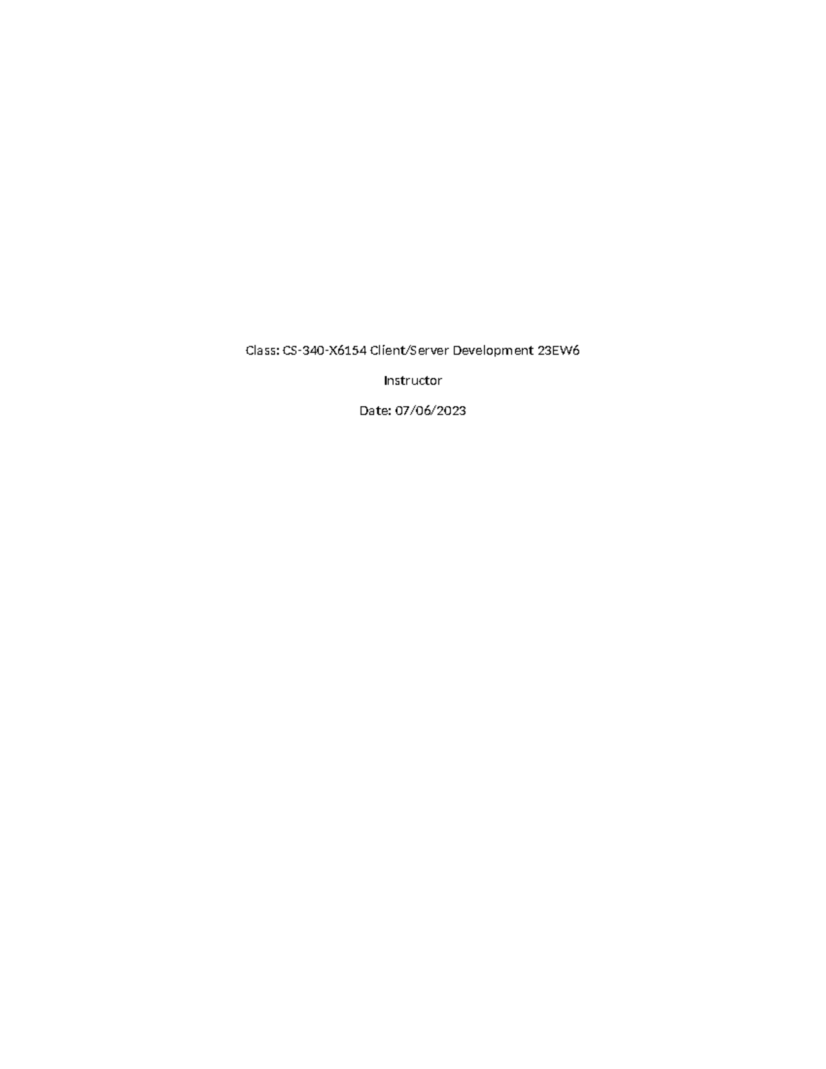 CS-340-X6154 Assignment: CRUD Operations in MongoDB 23EW - Studocu