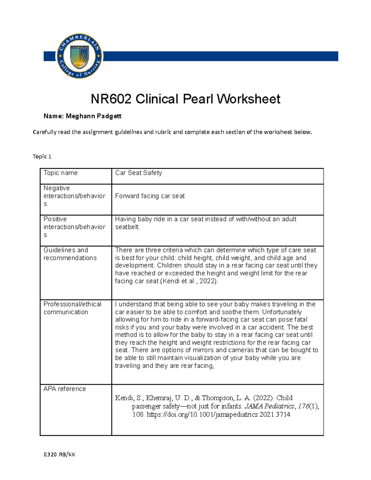 NR602 W2 Clinical Pearl Worksheet on Child Development and Safety - Studocu