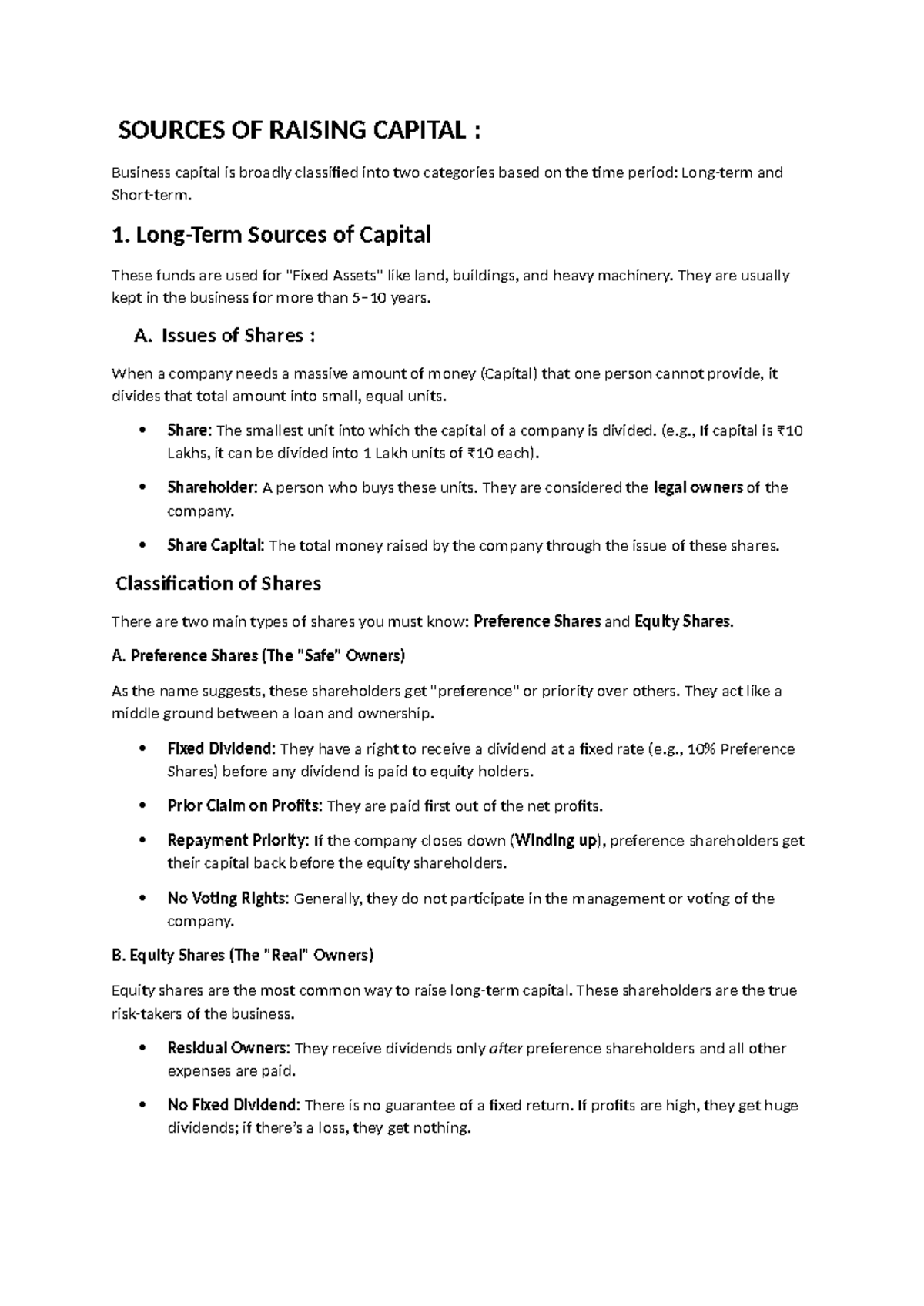 Sources of Raising Capital: Understanding Financing Options - Studocu
